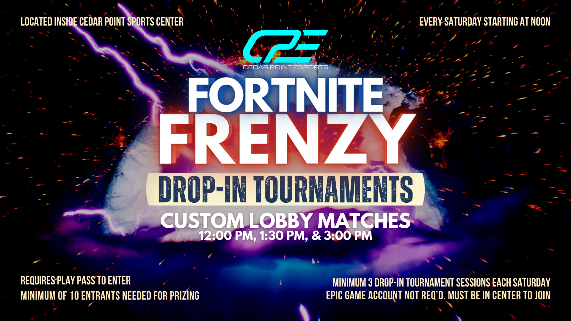 Fortnite Custom Lobby Drop-In Tournaments — CEDAR POINT ESPORTS