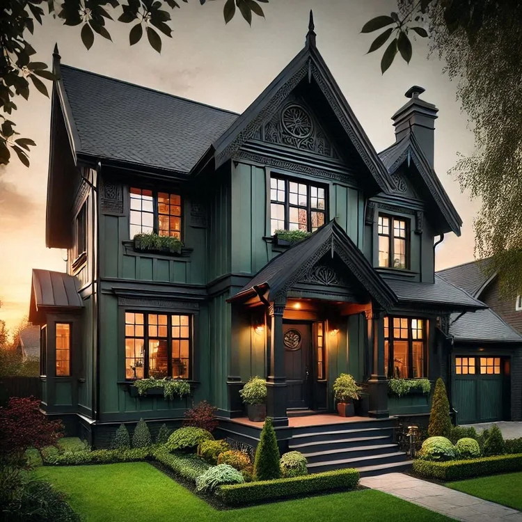 15 Dark Green House with Black Trim Ideas to Try