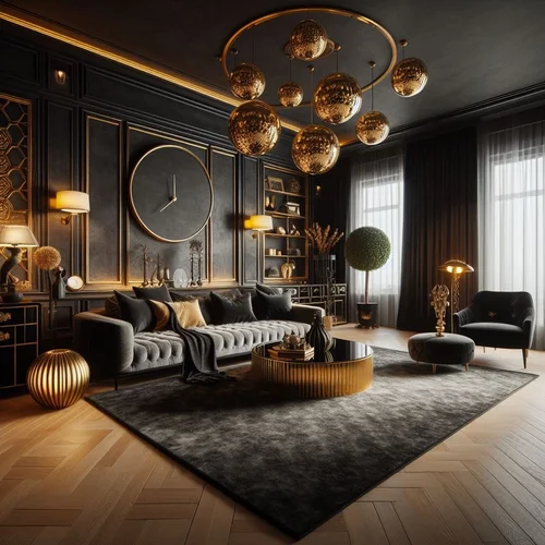 15 Luxurious Black and Gold Living Room Ideas