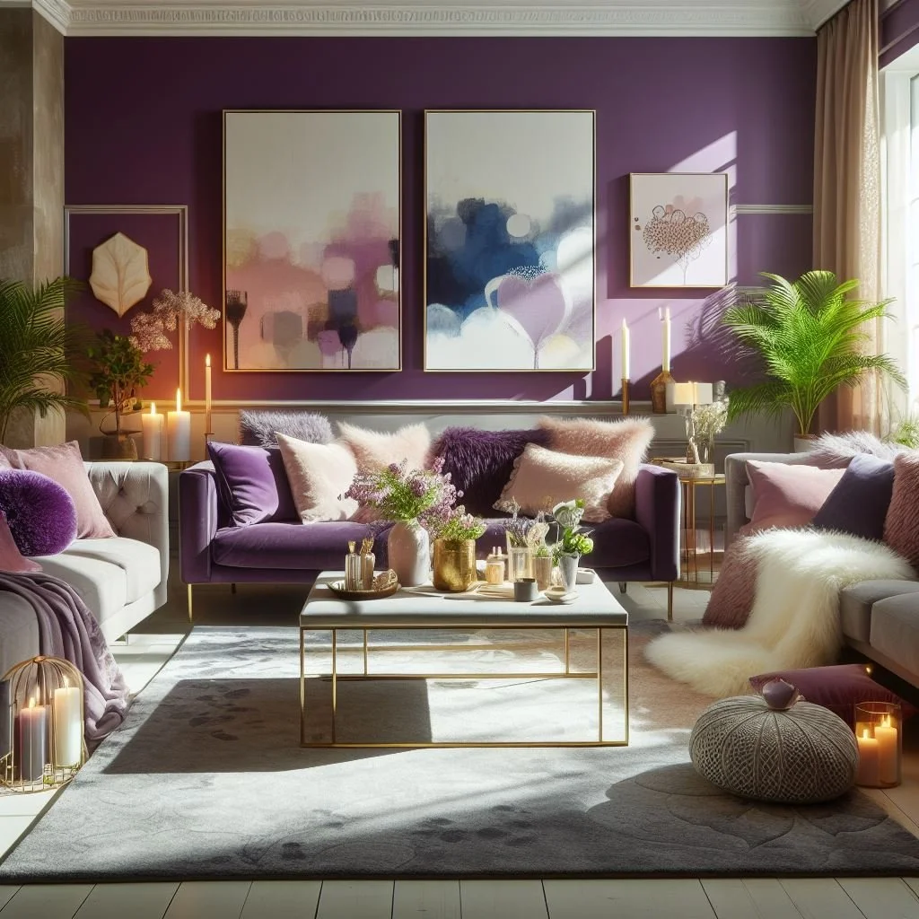 Elevate Your Living Room with a Stunning Purple Feature Wall