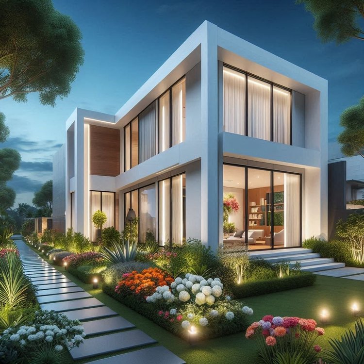 White Modern House Outside