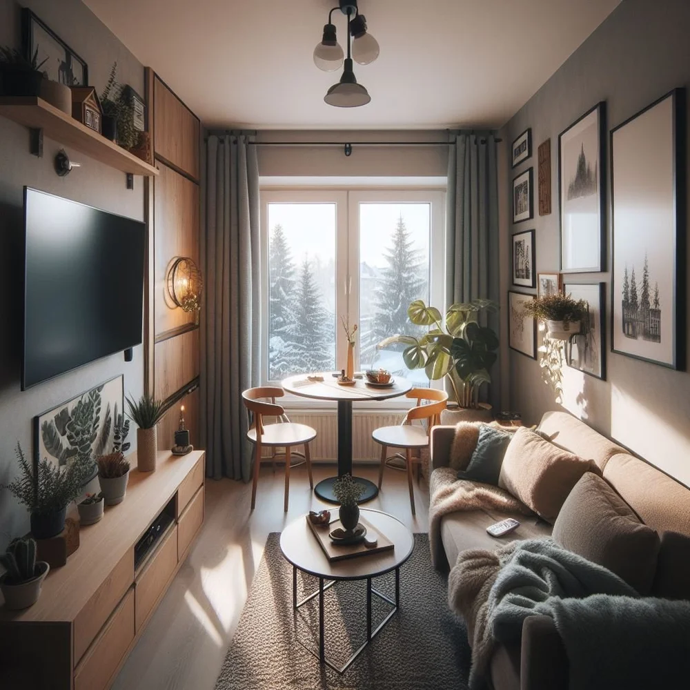 15 Small Living Room Ideas with TV and Dining Table