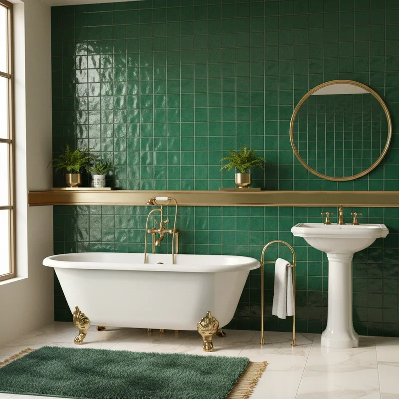 15 Green and Gold Bathroom Ideas for a Luxe Refresh