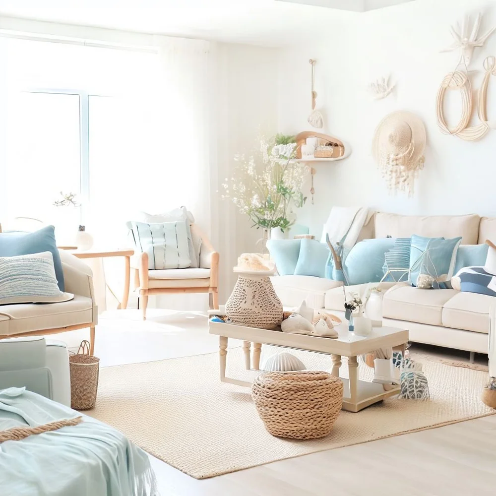 Beach Themed Living Room on a Budget