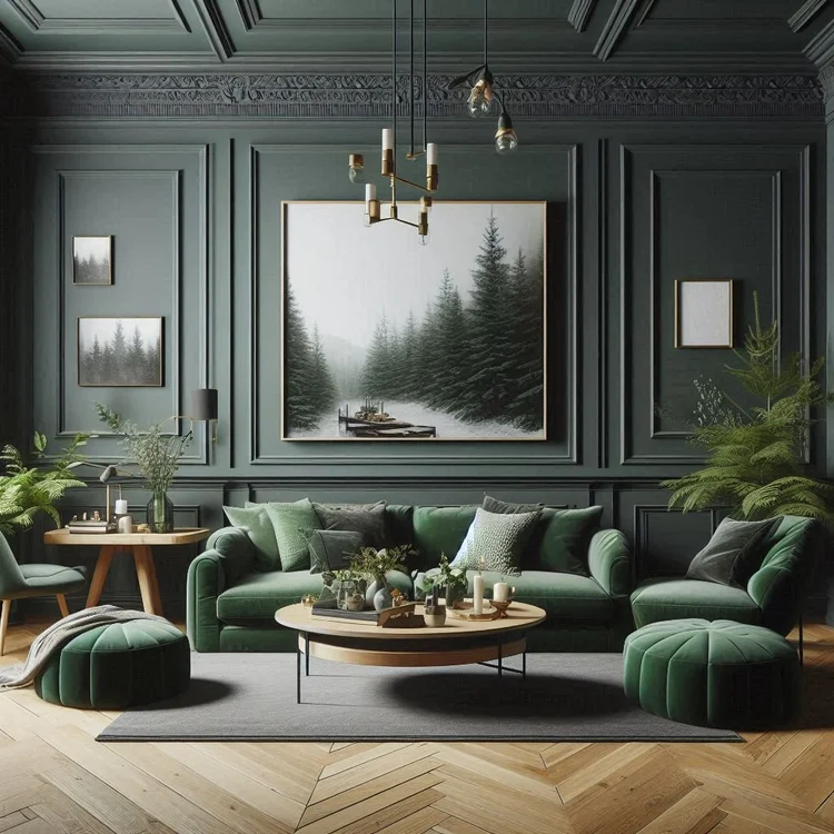 15 Forest Green Dark Green Living Room Ideas