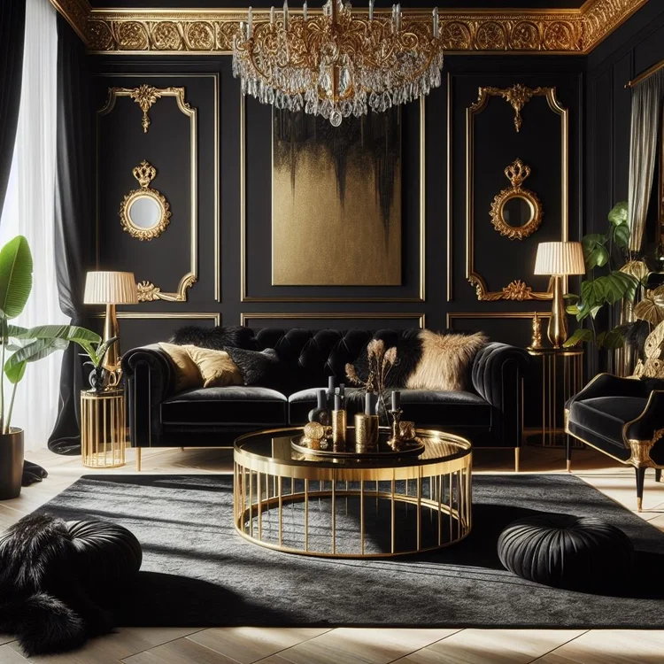 15 Luxurious Black and Gold Living Room Ideas
