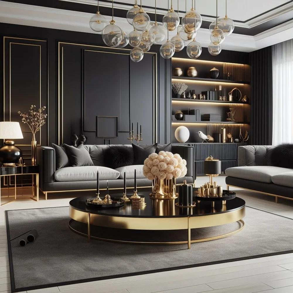 15 Luxurious Black and Gold Living Room Ideas