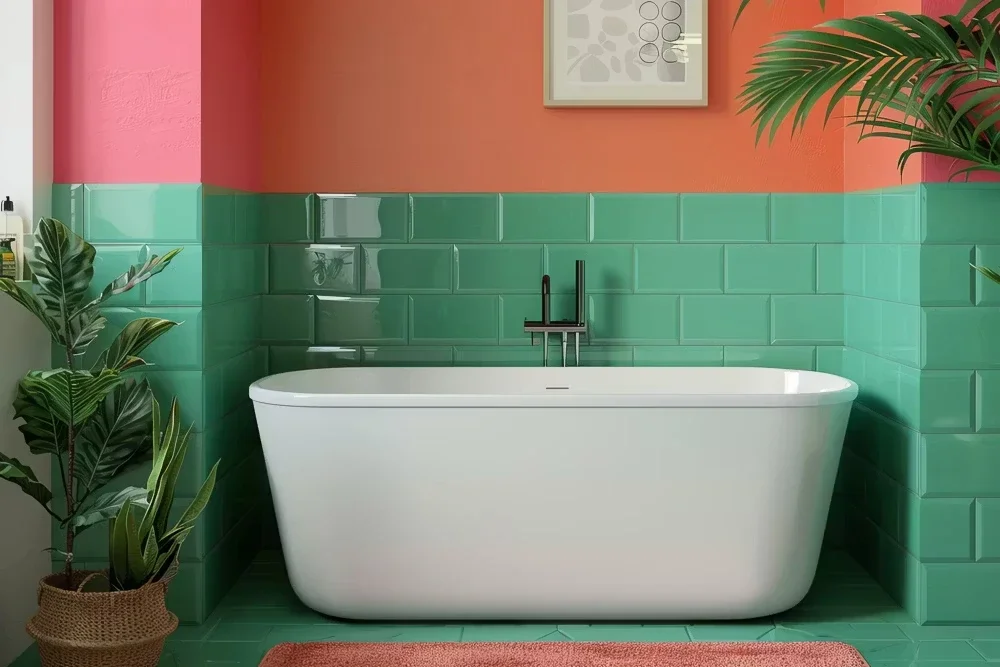 Green and Red Tiles: Vibrant Bathroom Colour Combinations