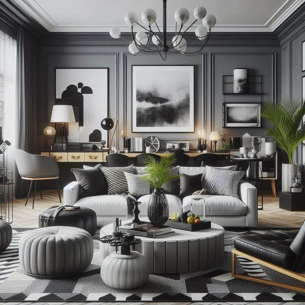 15 Black, White, and Grey Living Room Ideas