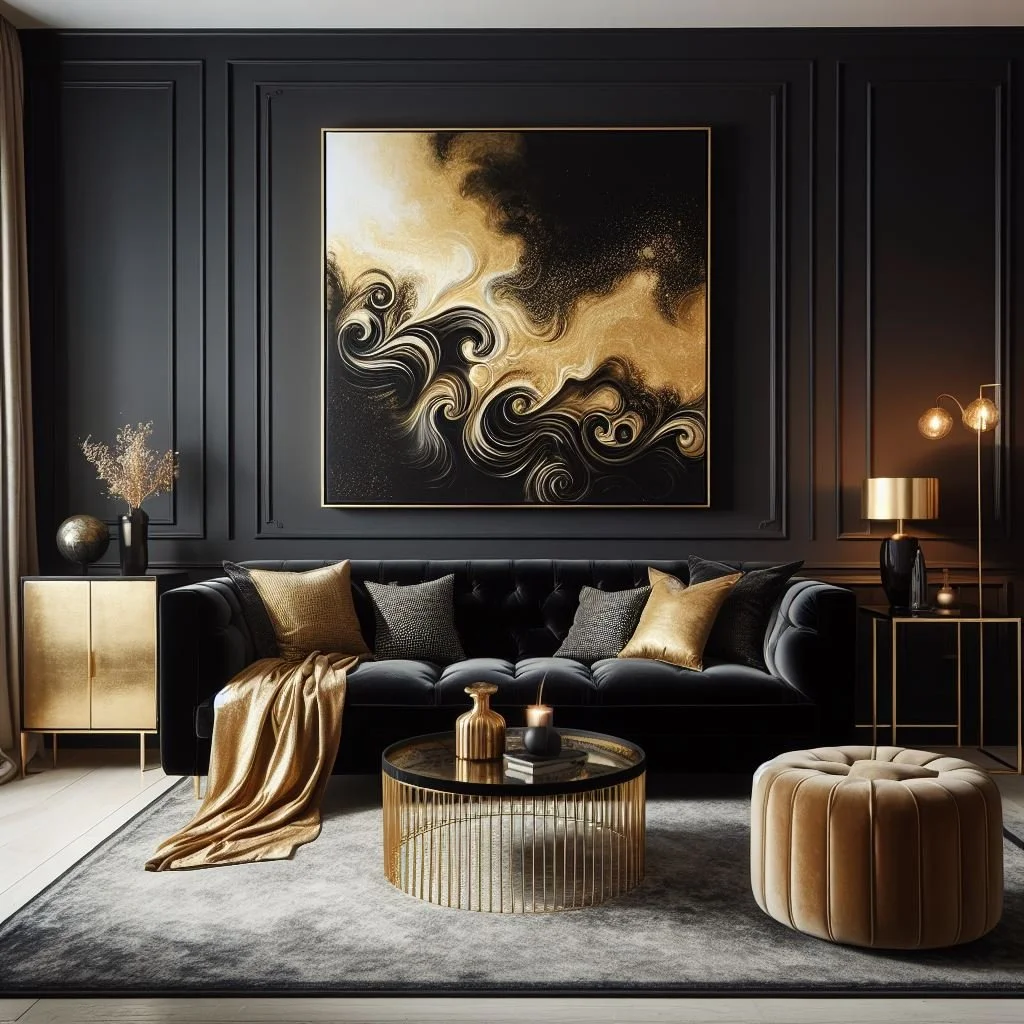 15 Luxurious Black and Gold Living Room Ideas