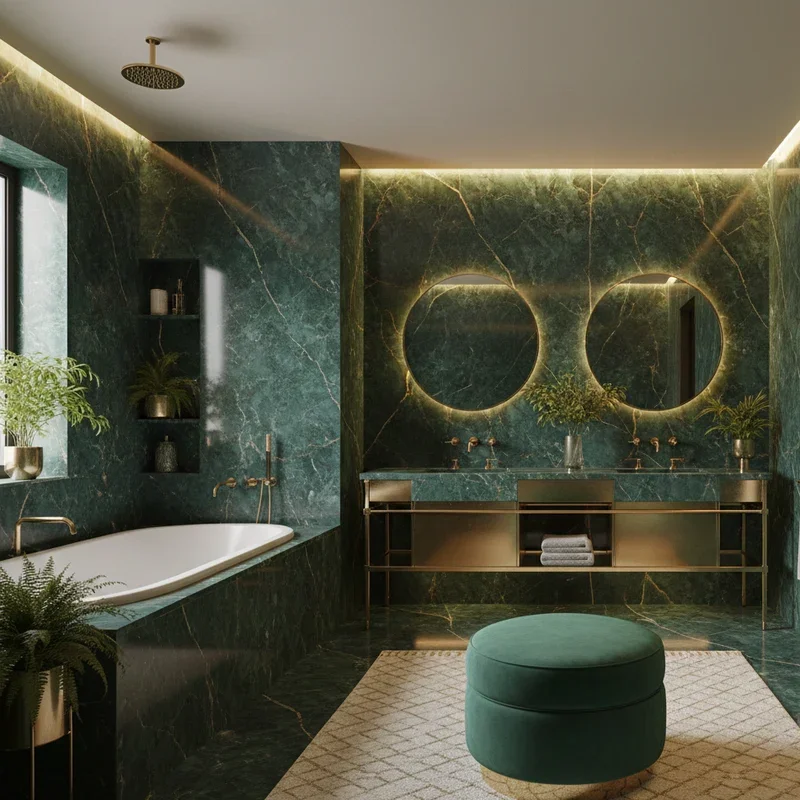 15 Green and Gold Bathroom Ideas for a Luxe Refresh