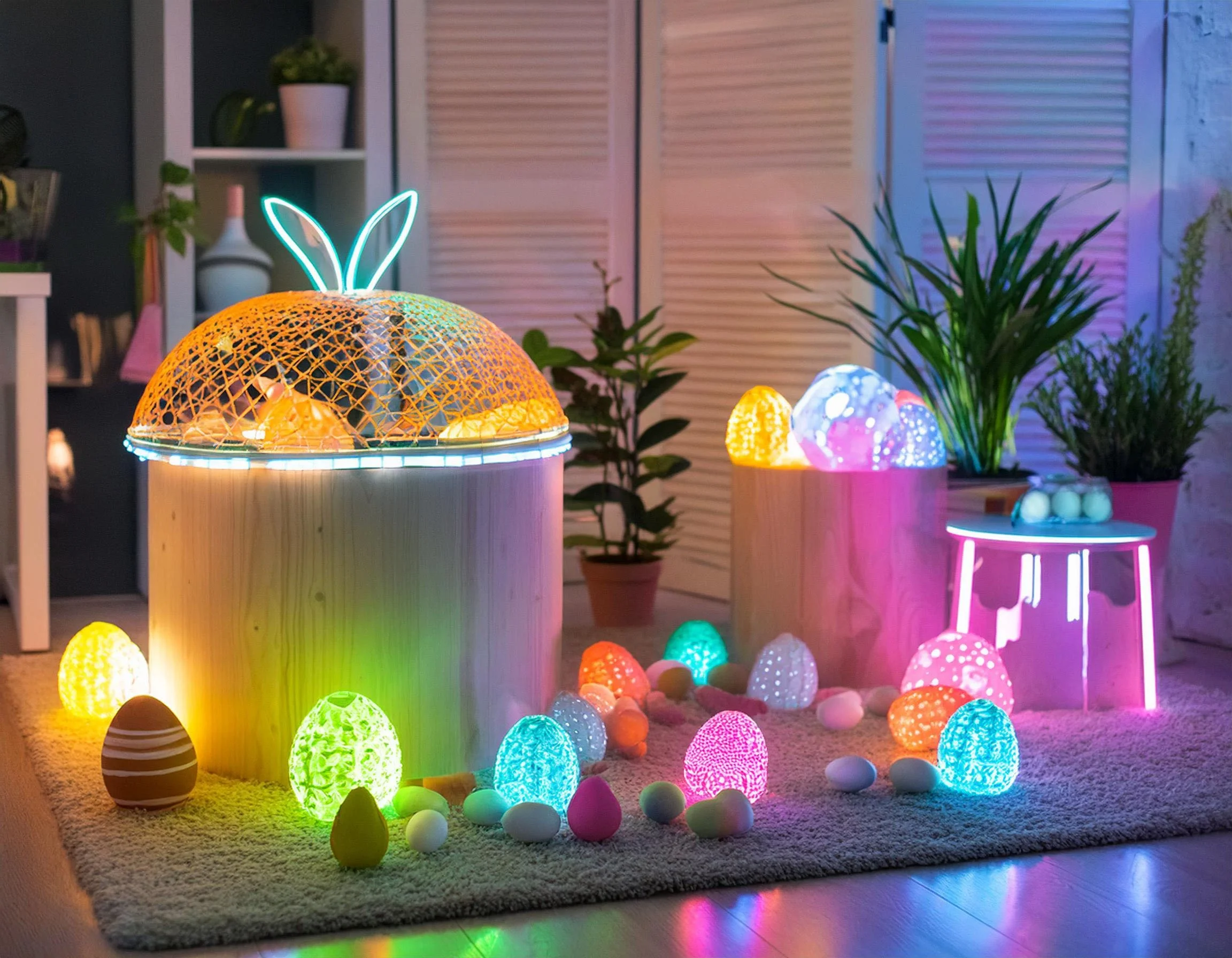Incorporating Neon Lights into Traditional Easter Décor