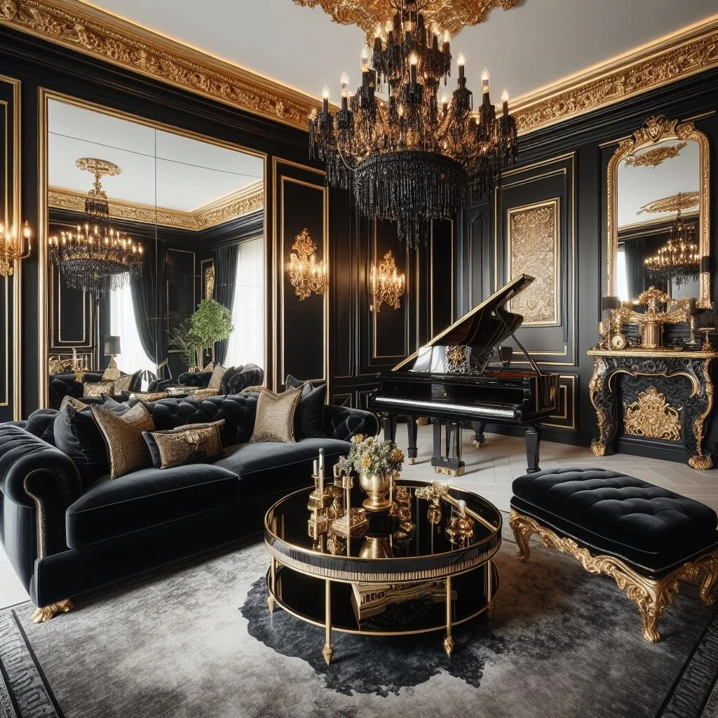 15 Luxurious Black and Gold Living Room Ideas