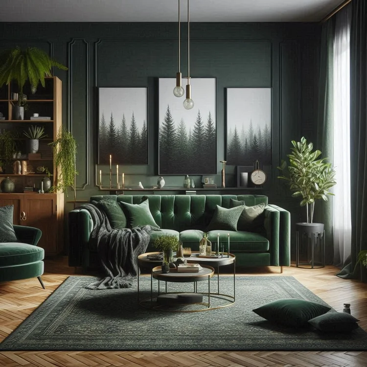 15 Forest Green Dark Green Living Room Ideas