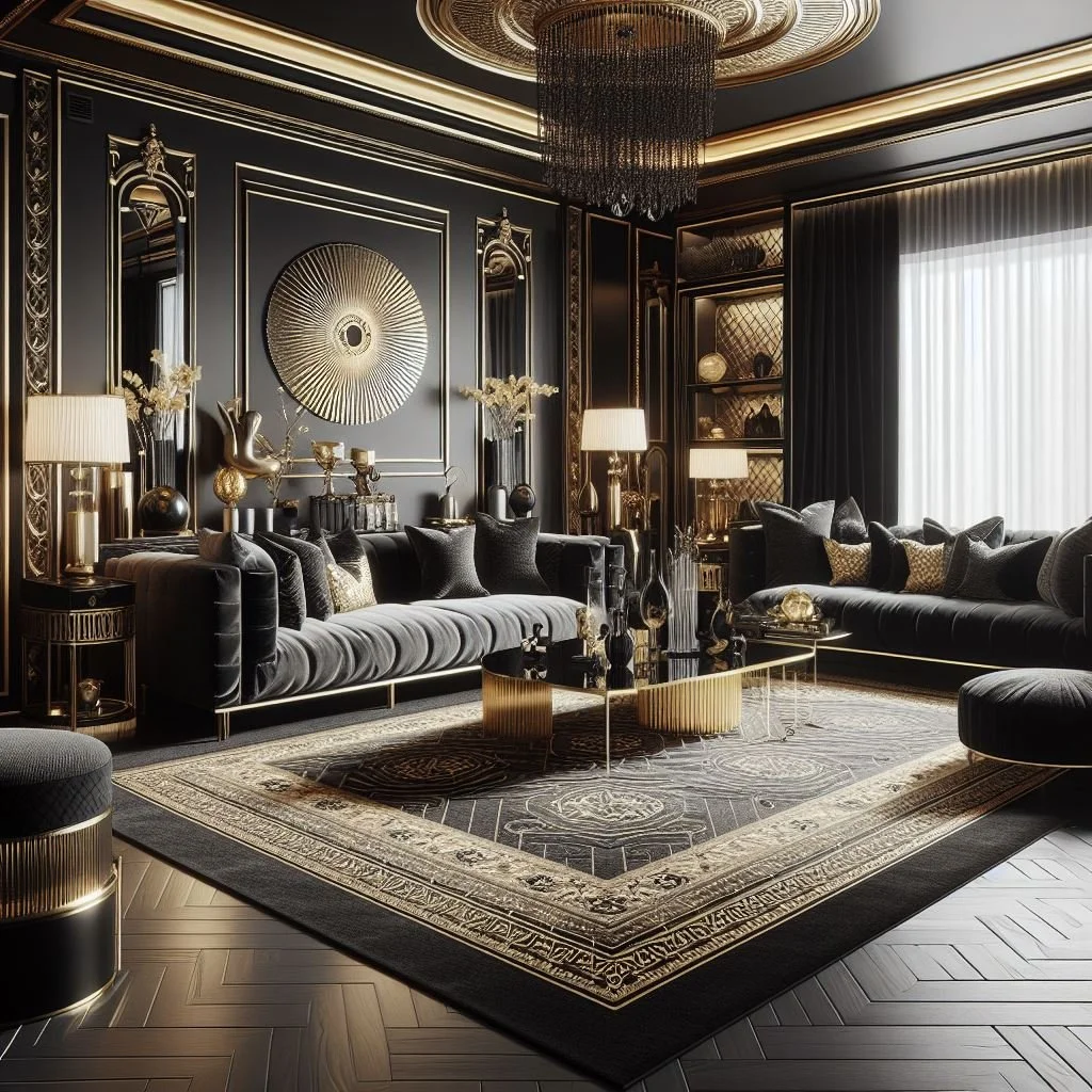 15 Luxurious Black and Gold Living Room Ideas