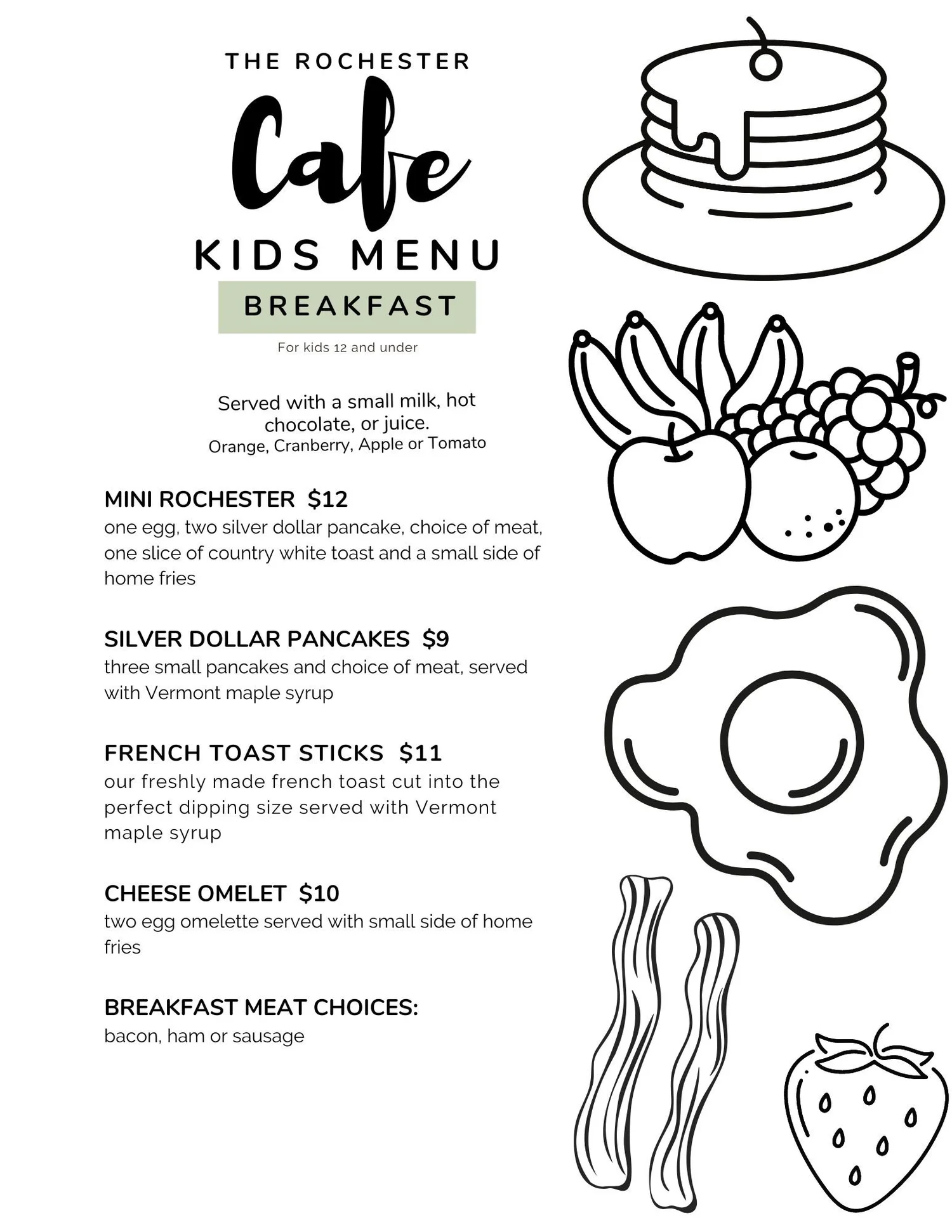 Our Menus — Rochester Cafe & Country Store