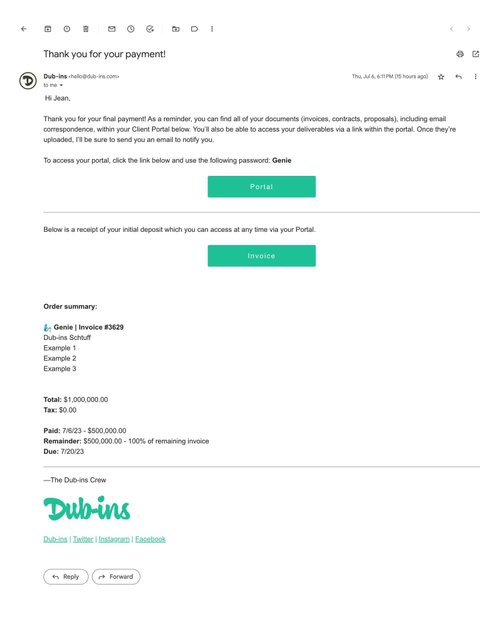 How to Create an Email Receipt in Dubsado — Dub-ins