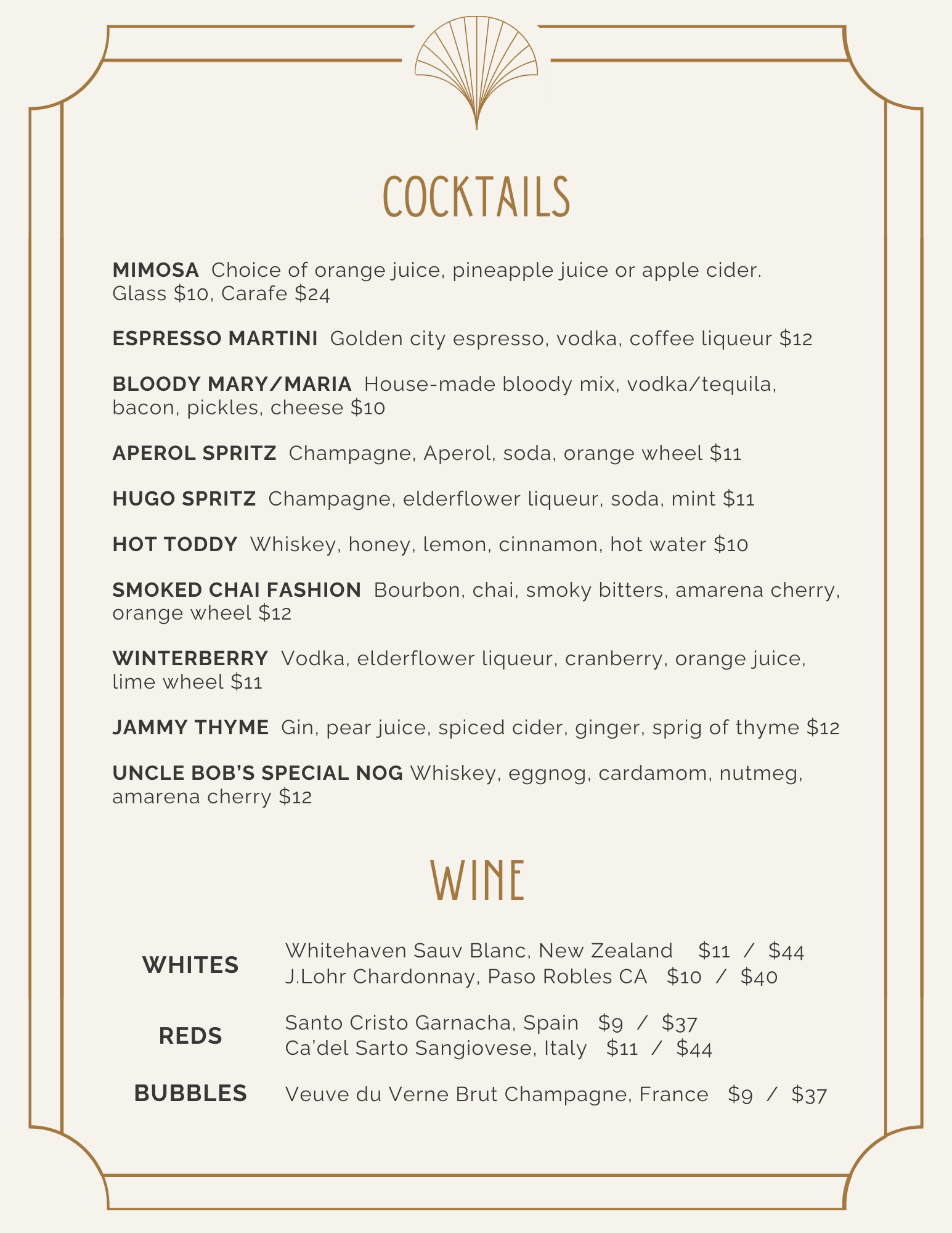 Menu — HUMBLE HOUSE