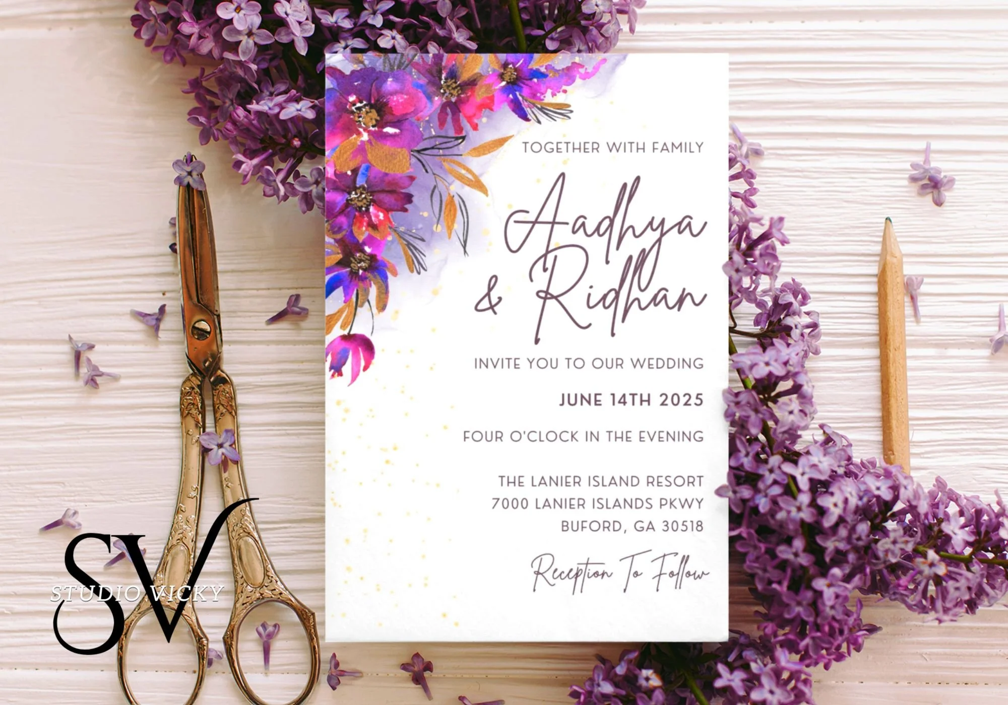 Black and Gold Glitter Wedding Program Template — Studio Vicky