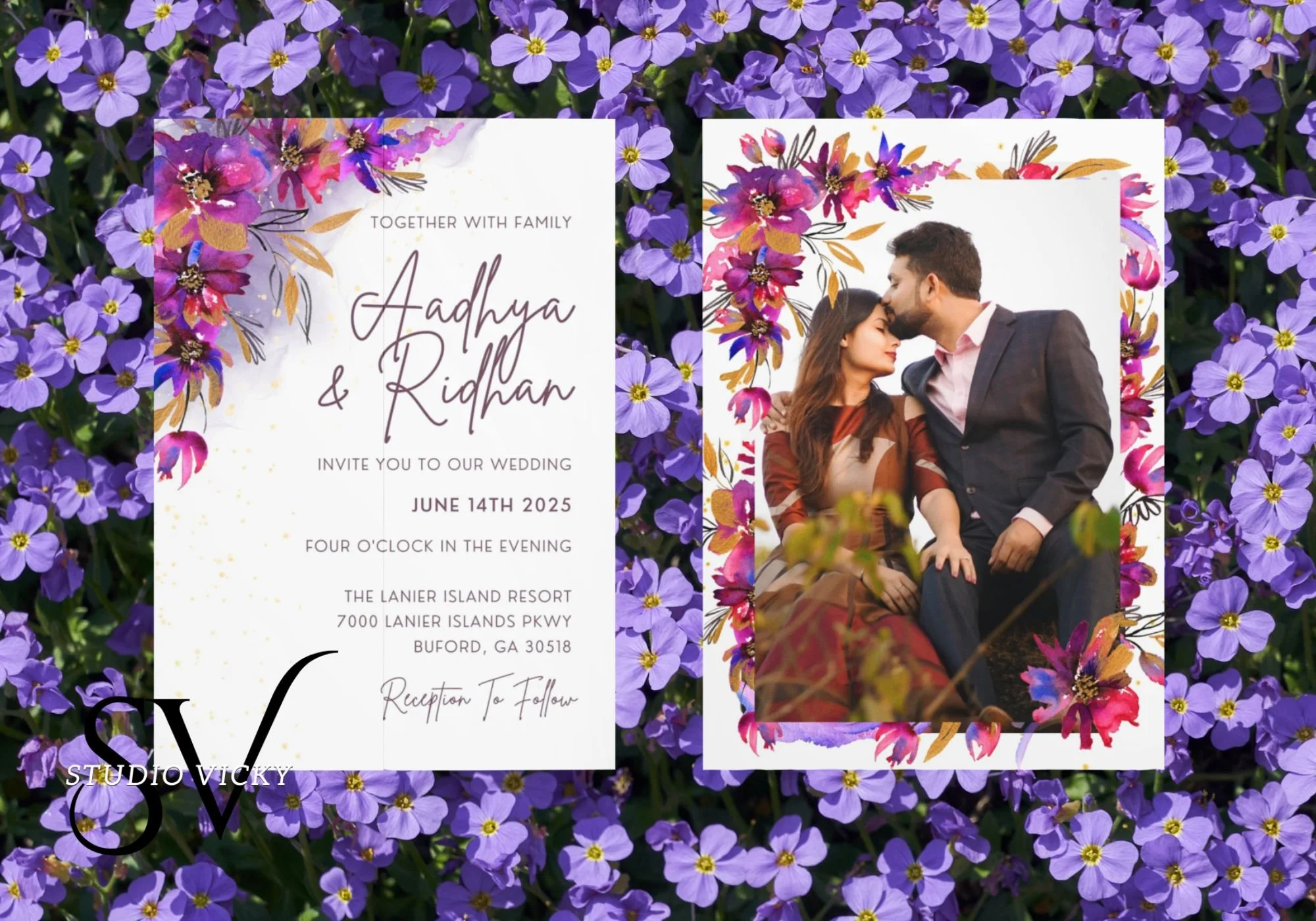 Black and Gold Glitter Wedding Program Template — Studio Vicky