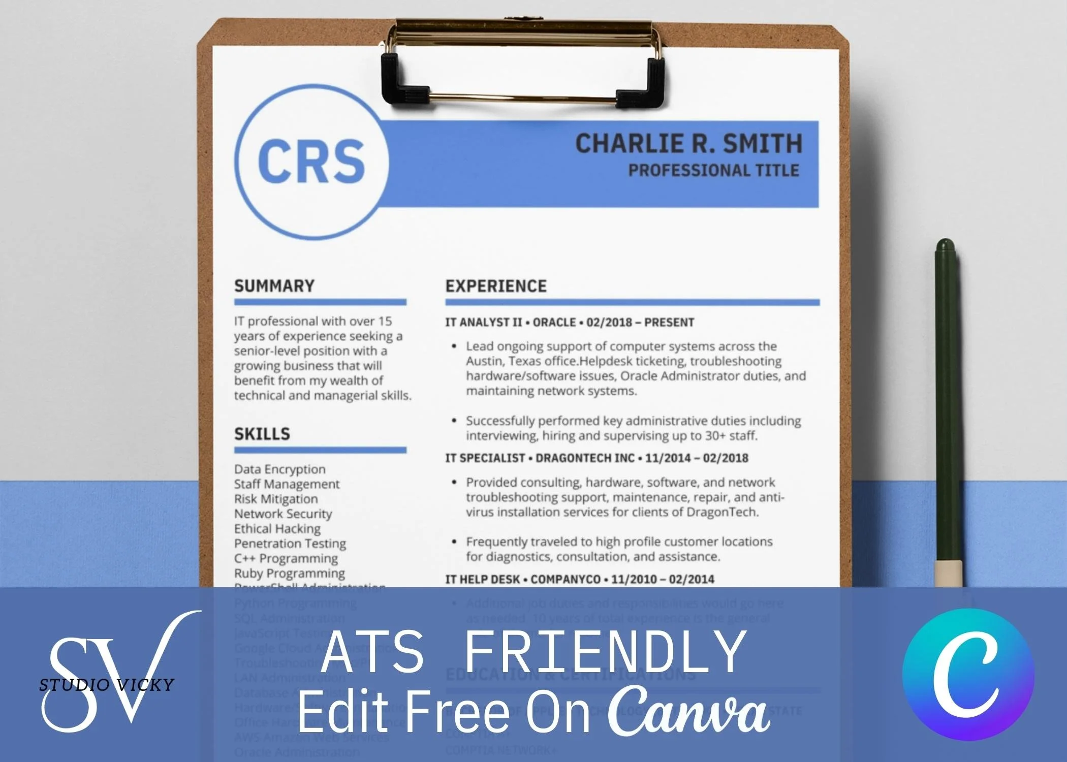 Modern Minimalist Resume Template — Studio Vicky