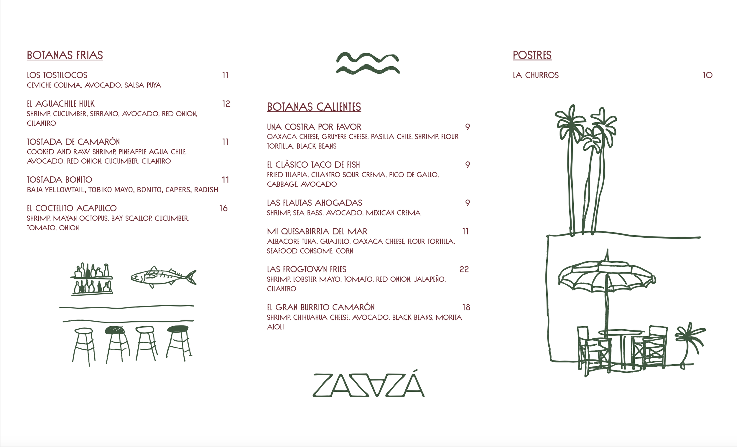 MENU — Mariscos Za Za Zá