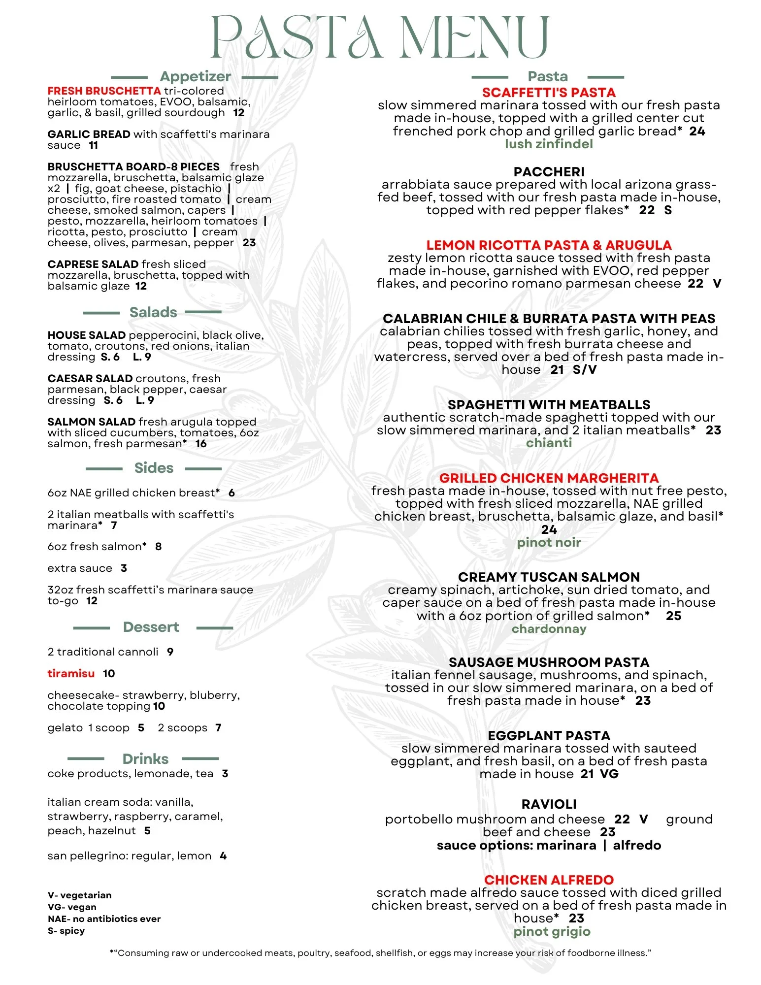 Dinner Menu — Cafe Stella