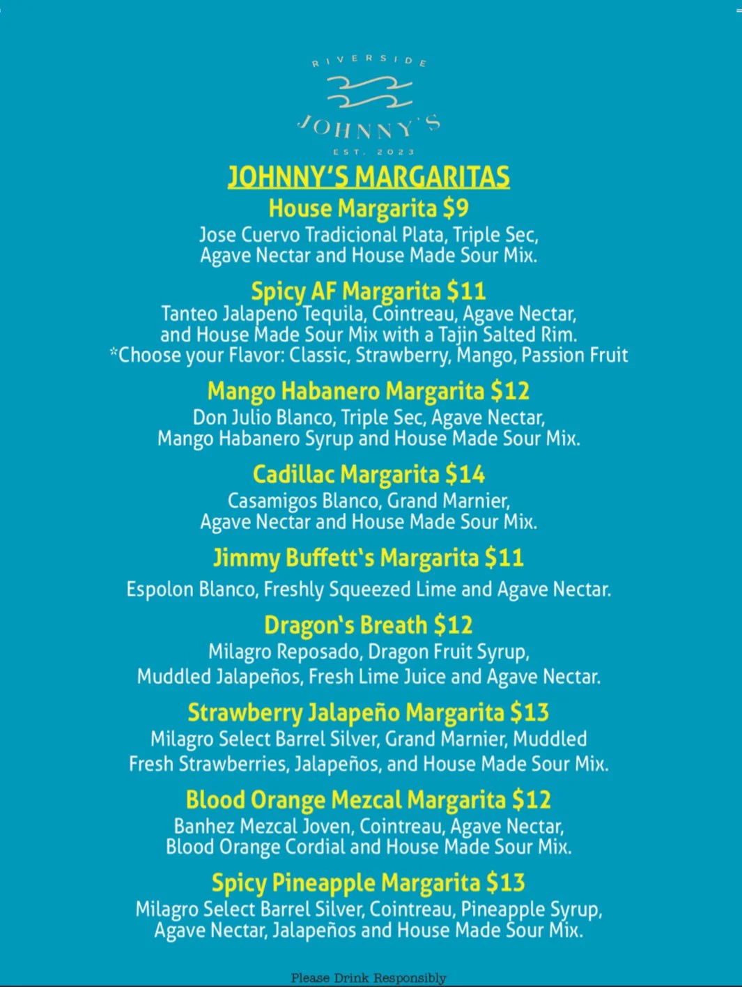 Menu — Riverside Johnny's