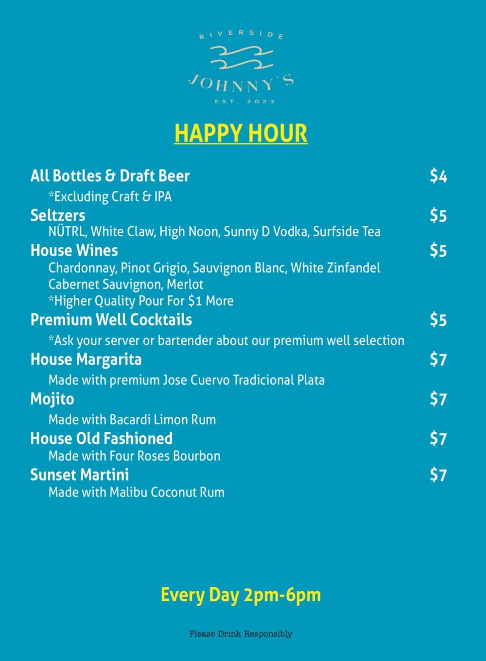 Menu — Riverside Johnny's