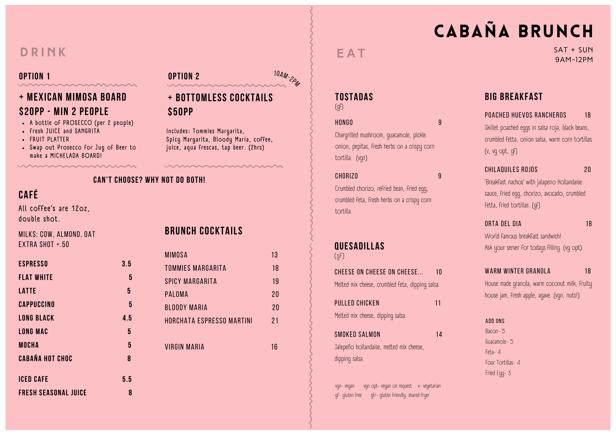 MENU — La Cabana