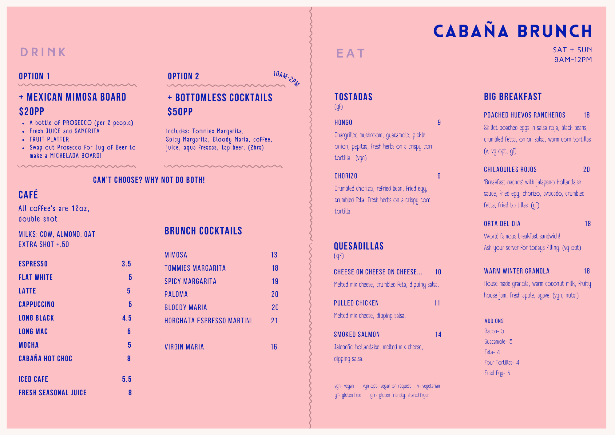MENU — La Cabana