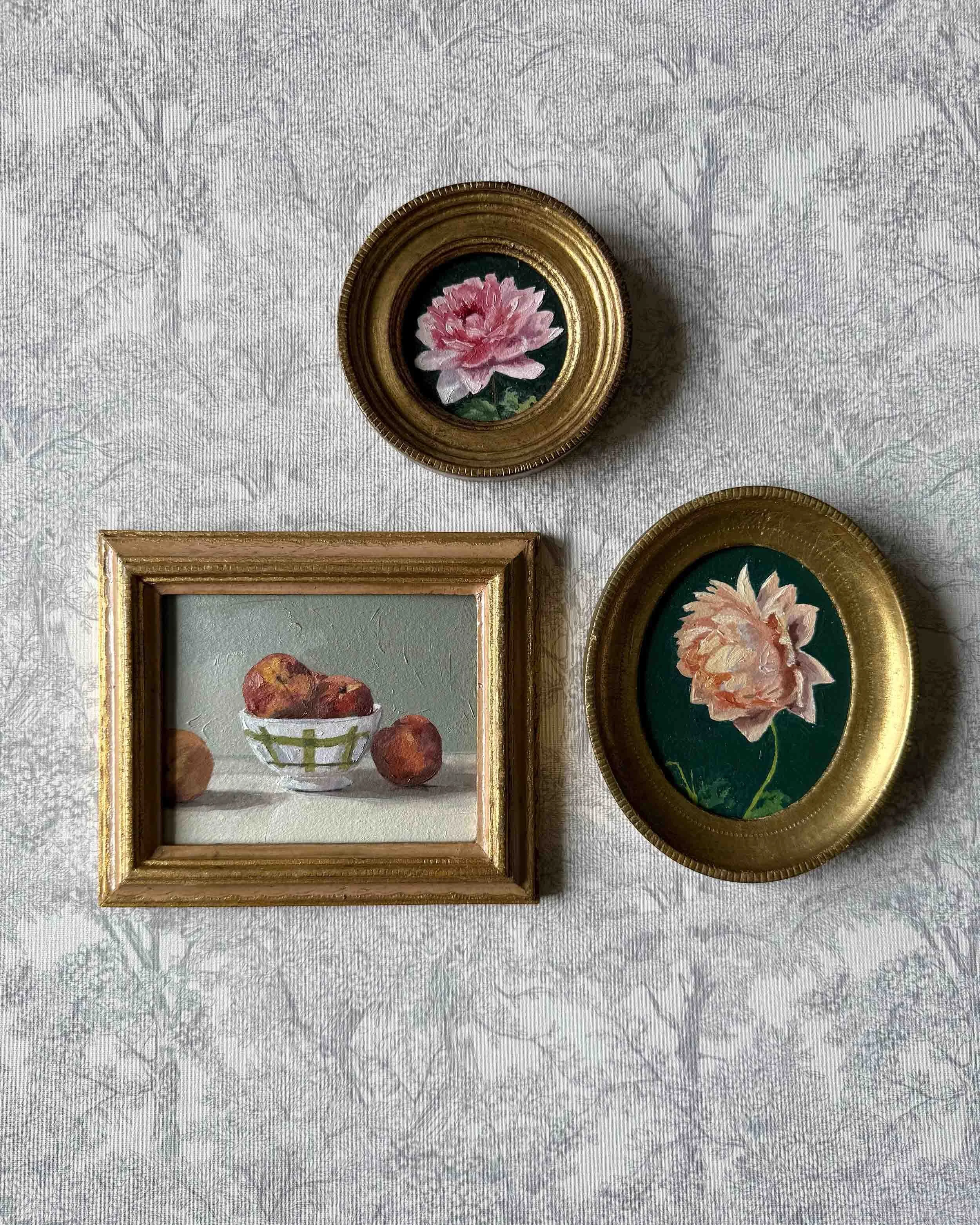 "Peaches Trio" original still life painting — Jennifer Bezaire Art