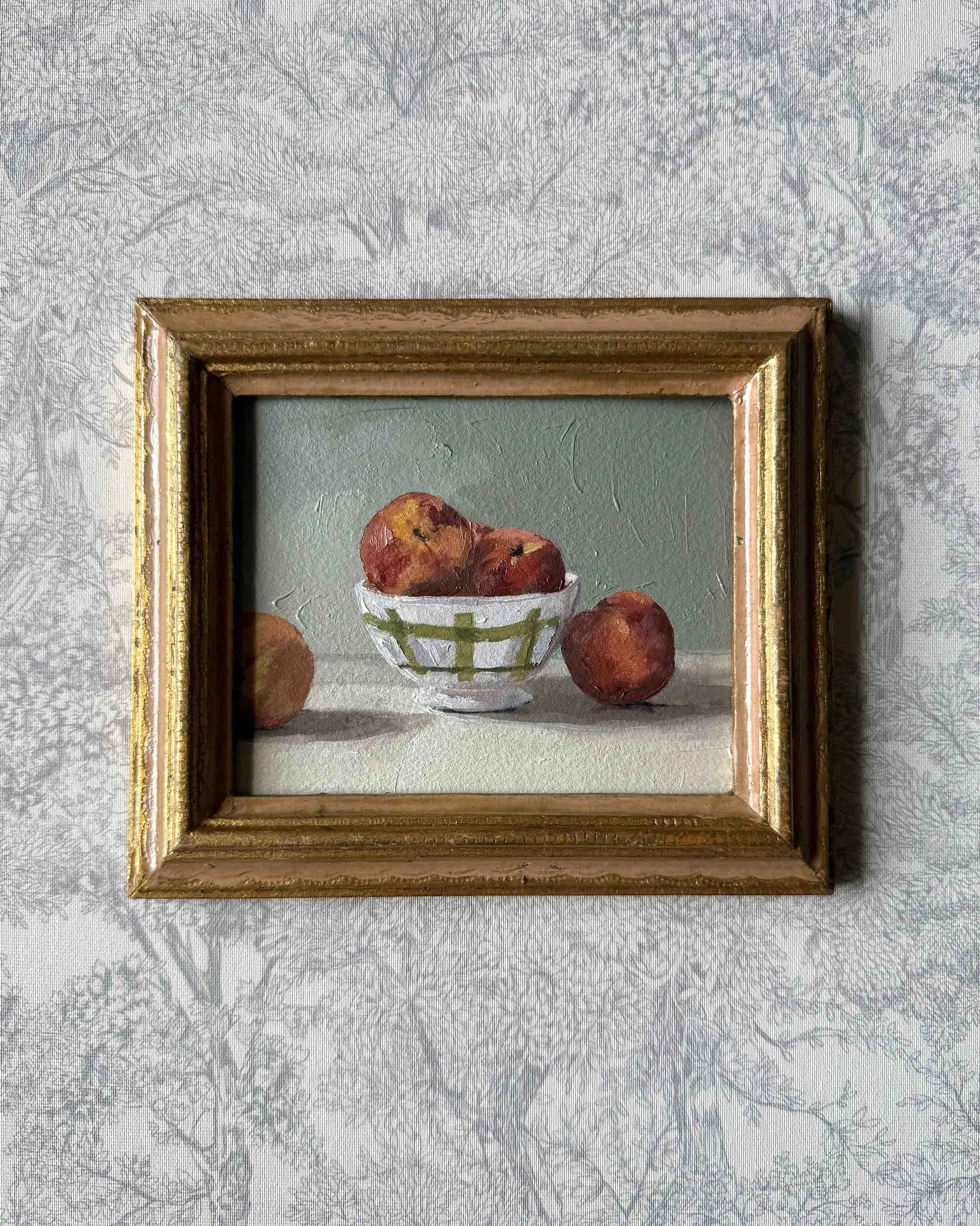 "Peaches Trio" original still life painting — Jennifer Bezaire Art