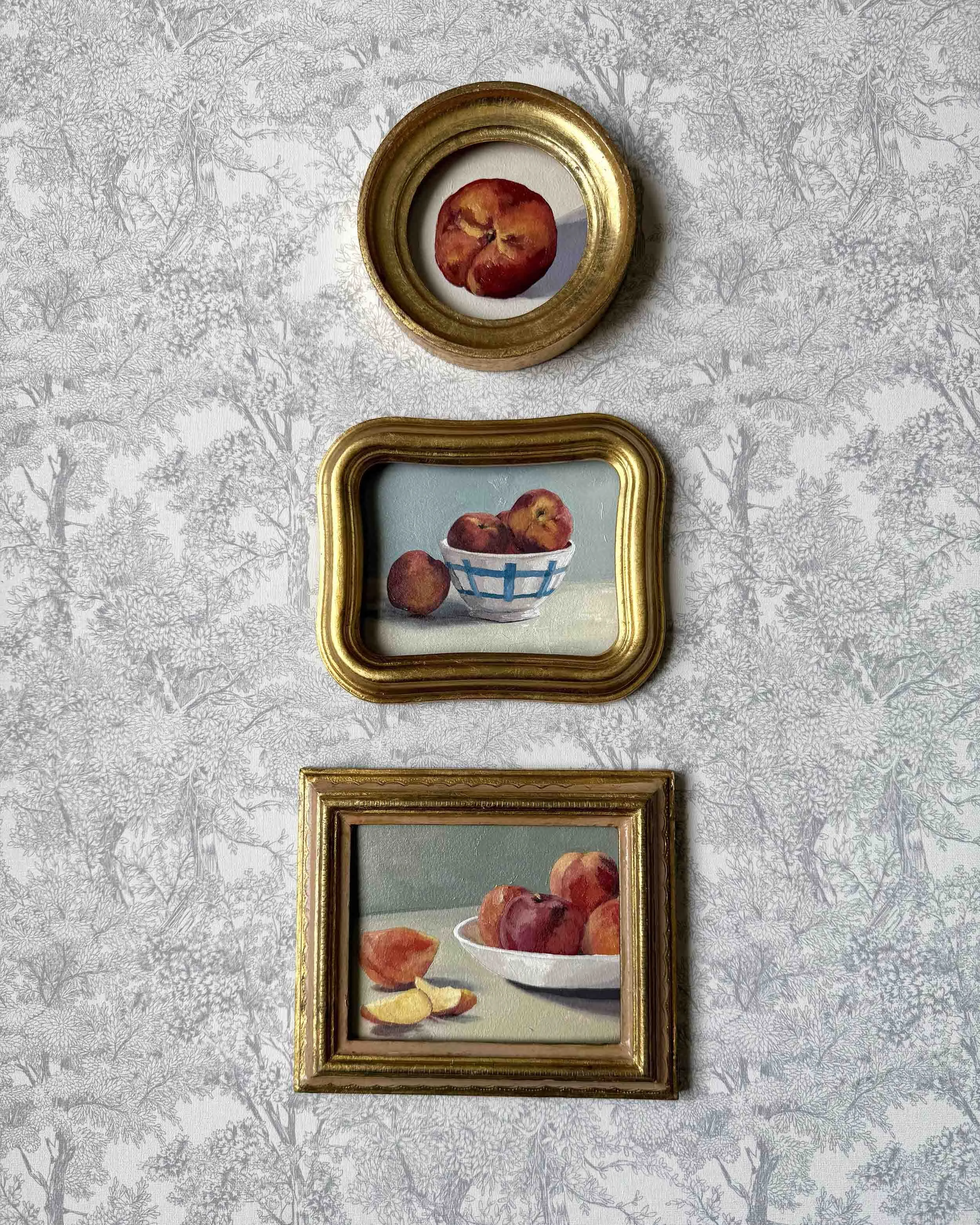 "Peaches i" original still life painting — Jennifer Bezaire Art