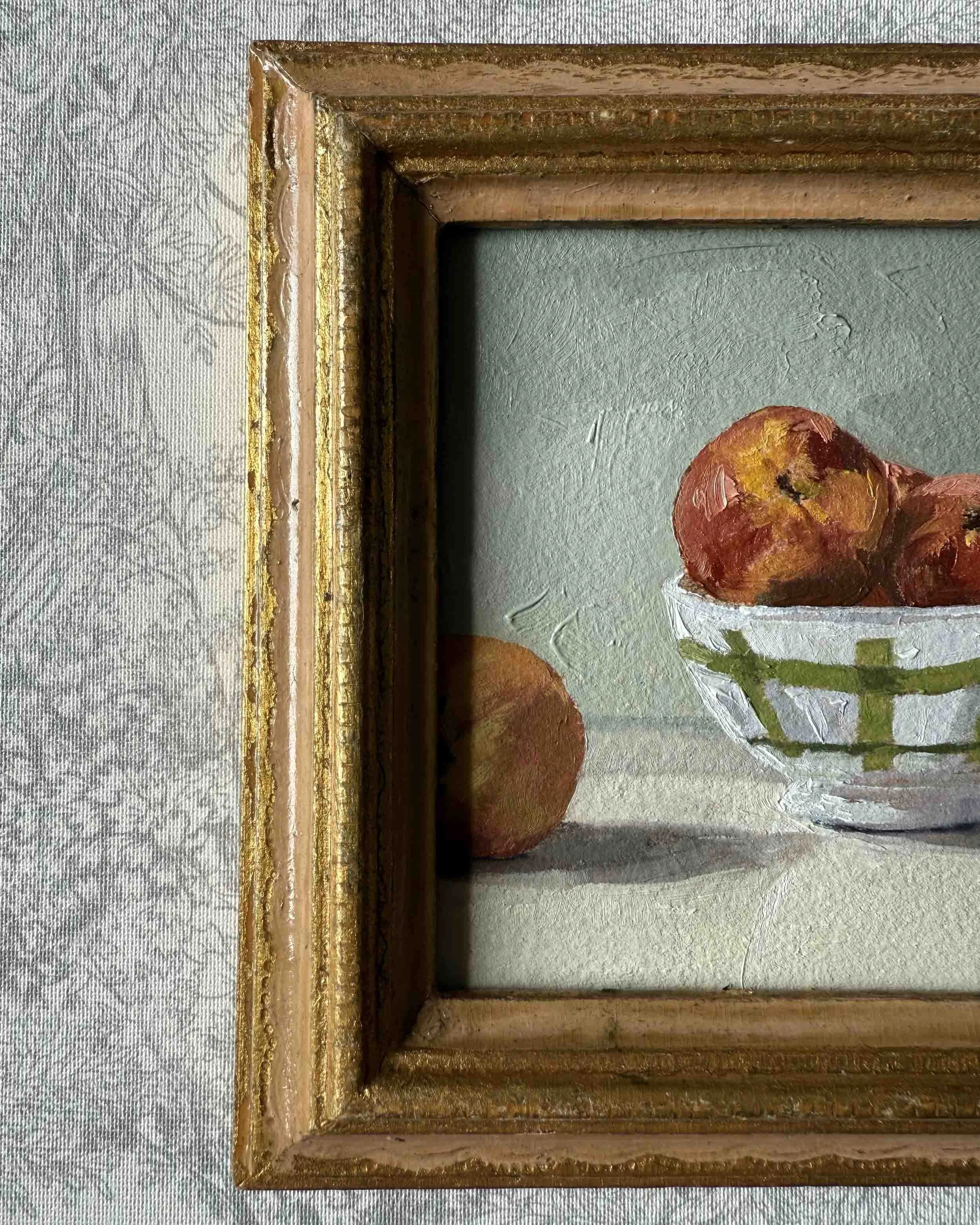 "Peaches Trio" original still life painting — Jennifer Bezaire Art