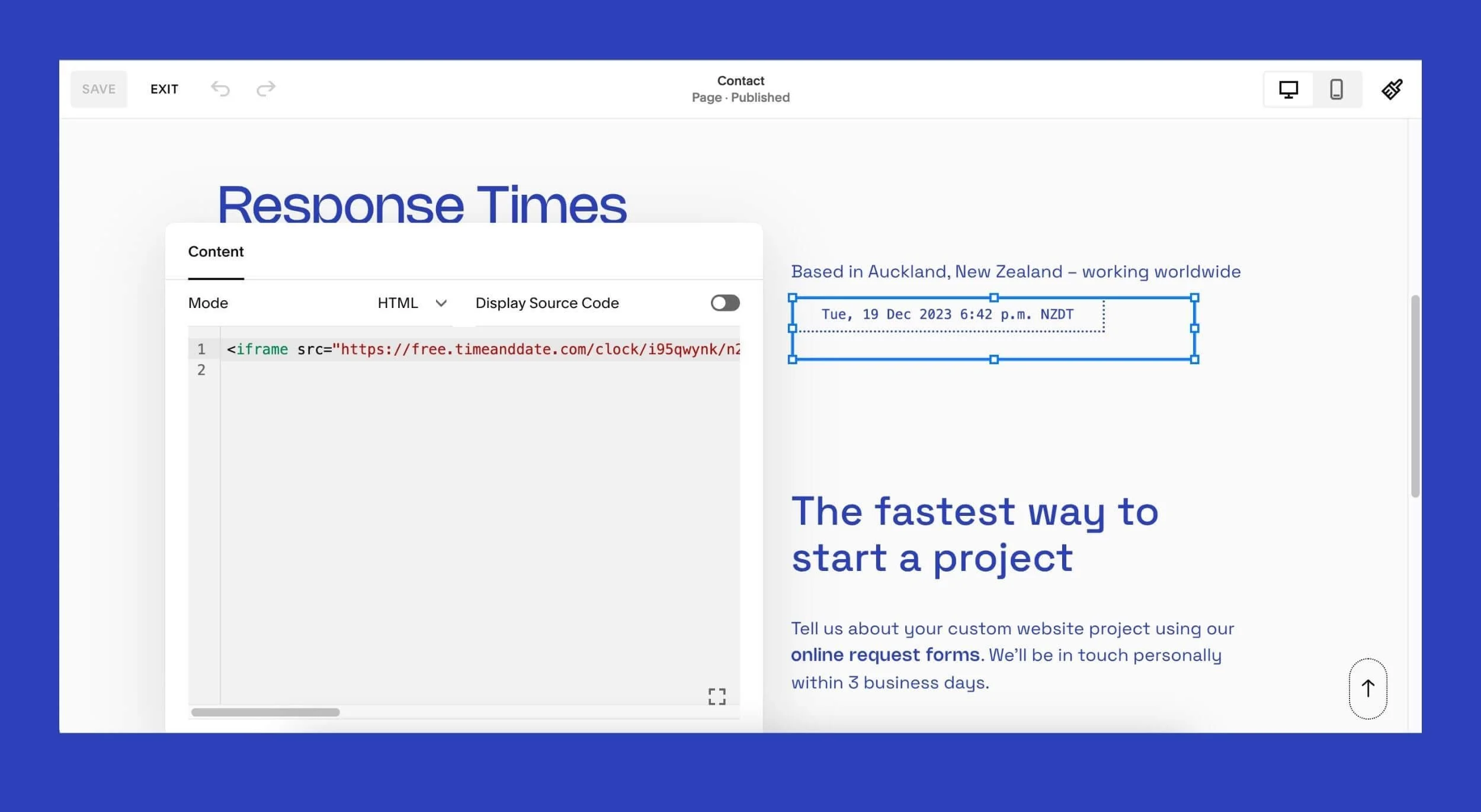 How to Add a Clock to Your Squarespace Website — Tempixel Design