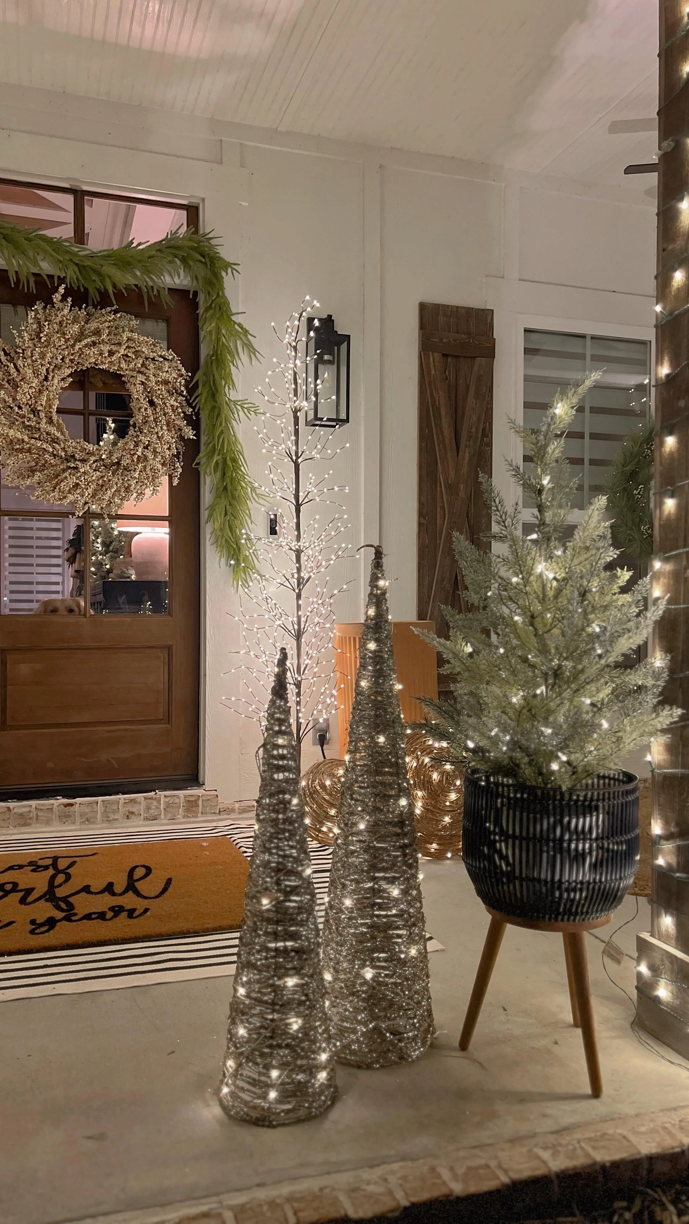 White bottle brush tree twinkle garland — Holley Gabrielle