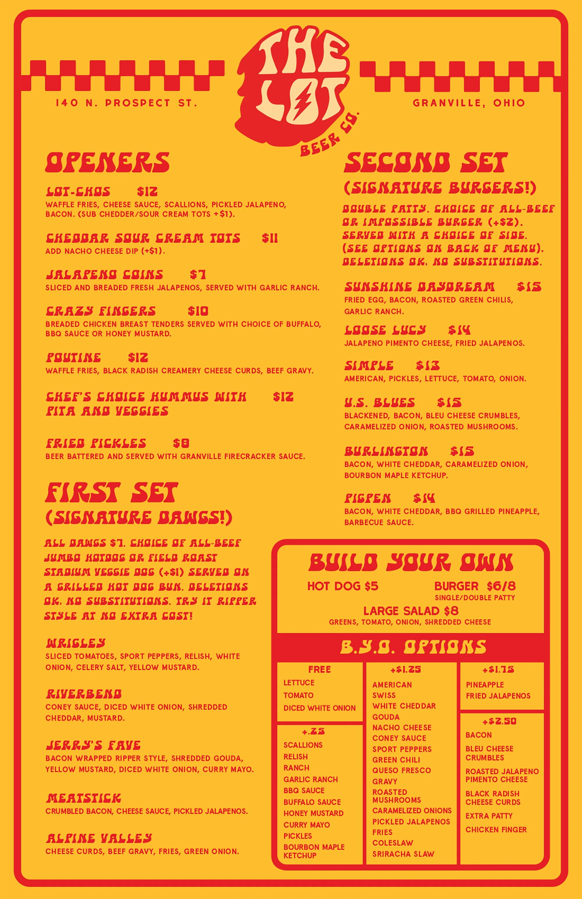 MENU — The Lot Beer Co.