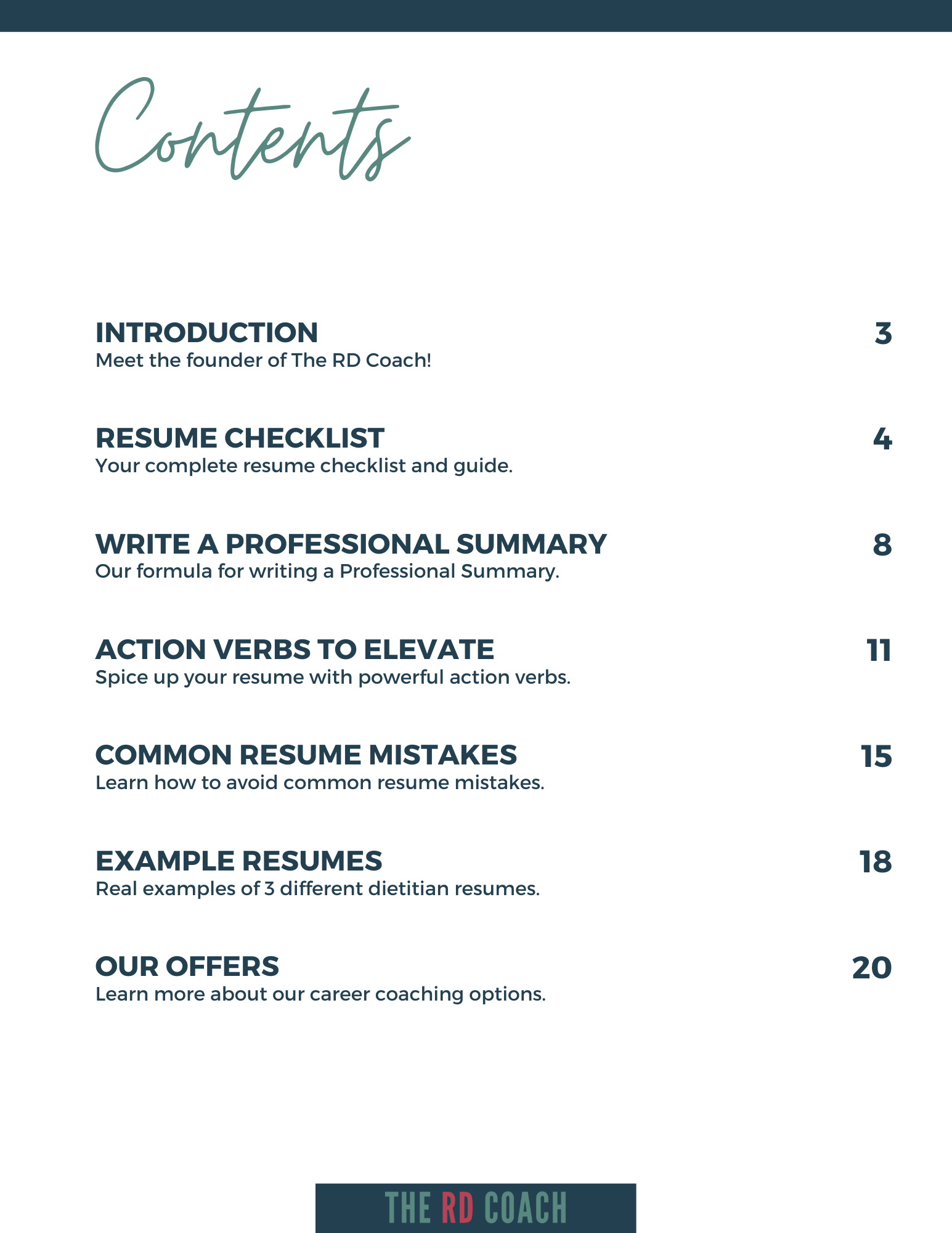 Free Dietitian Resume Toolkit | Example Resumes & Tips — The RD Coach