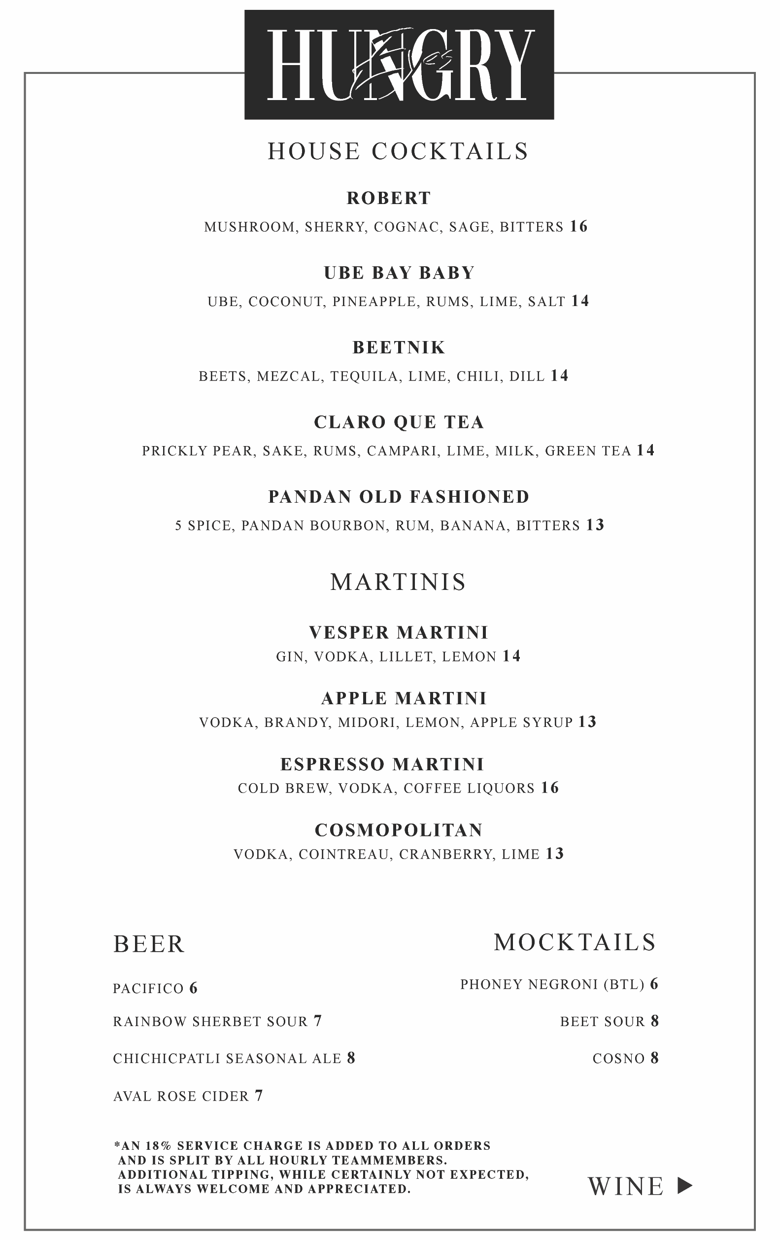 Menu 1 — Hungry Eyes