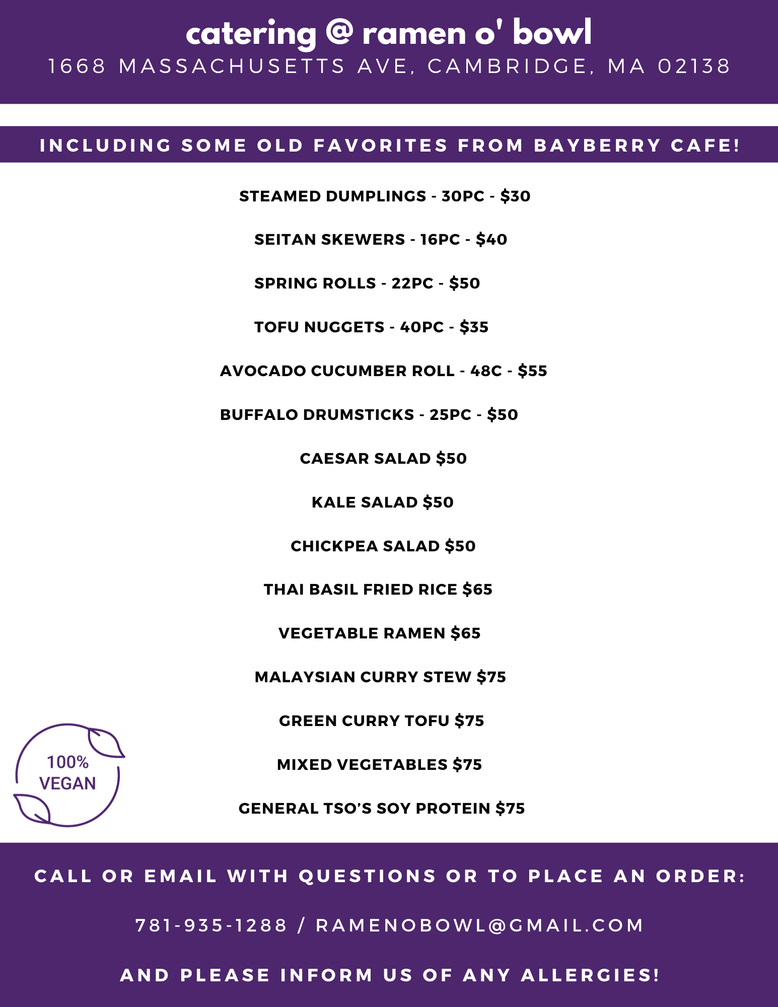 MENU — Ramen O' Bowl