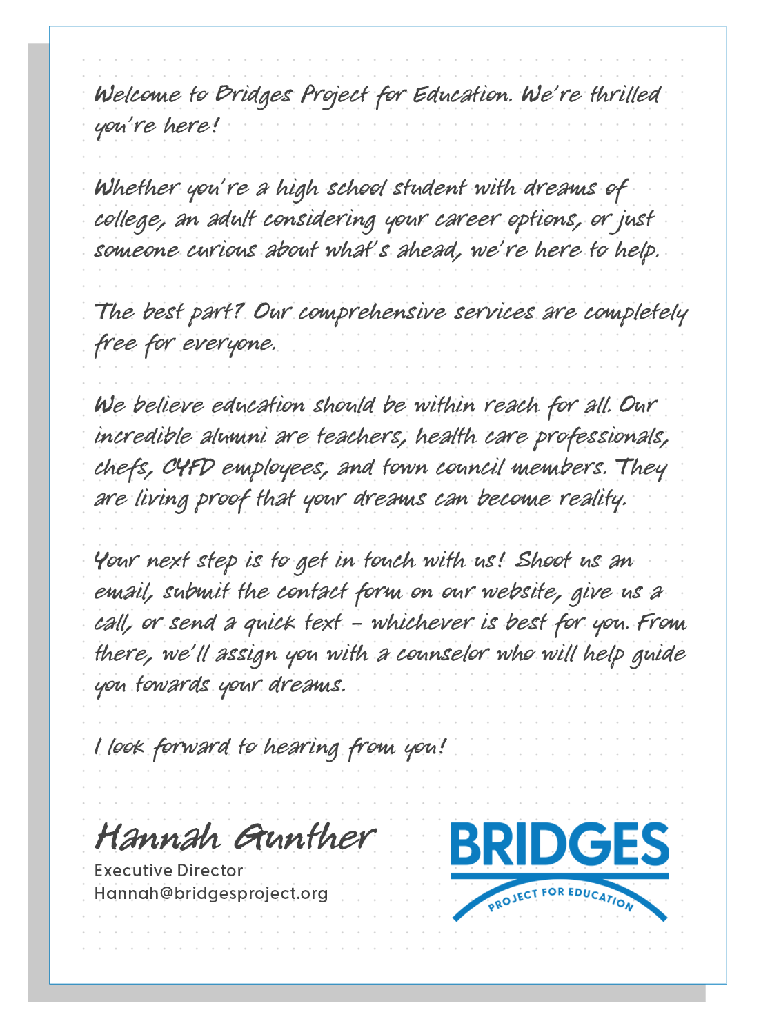 About — Bridges Project For Education