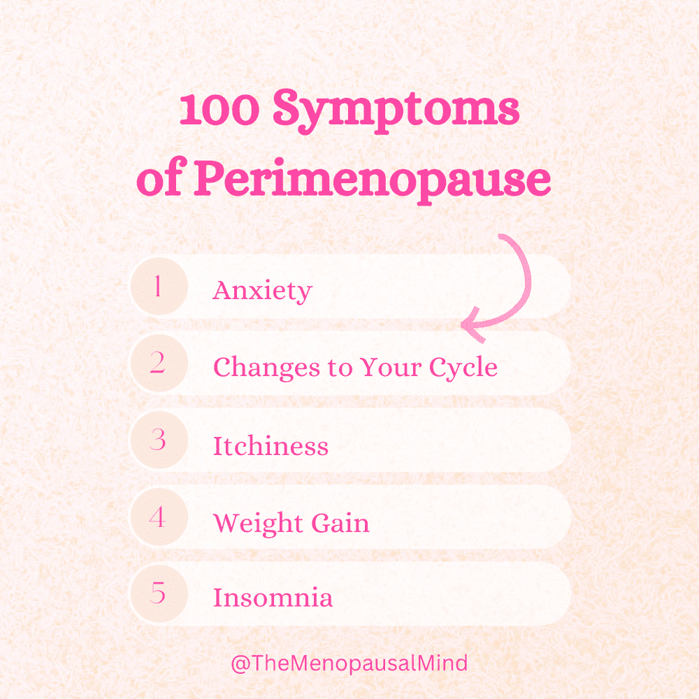 100 Symptoms of Perimenopause — The Menopausal Mind