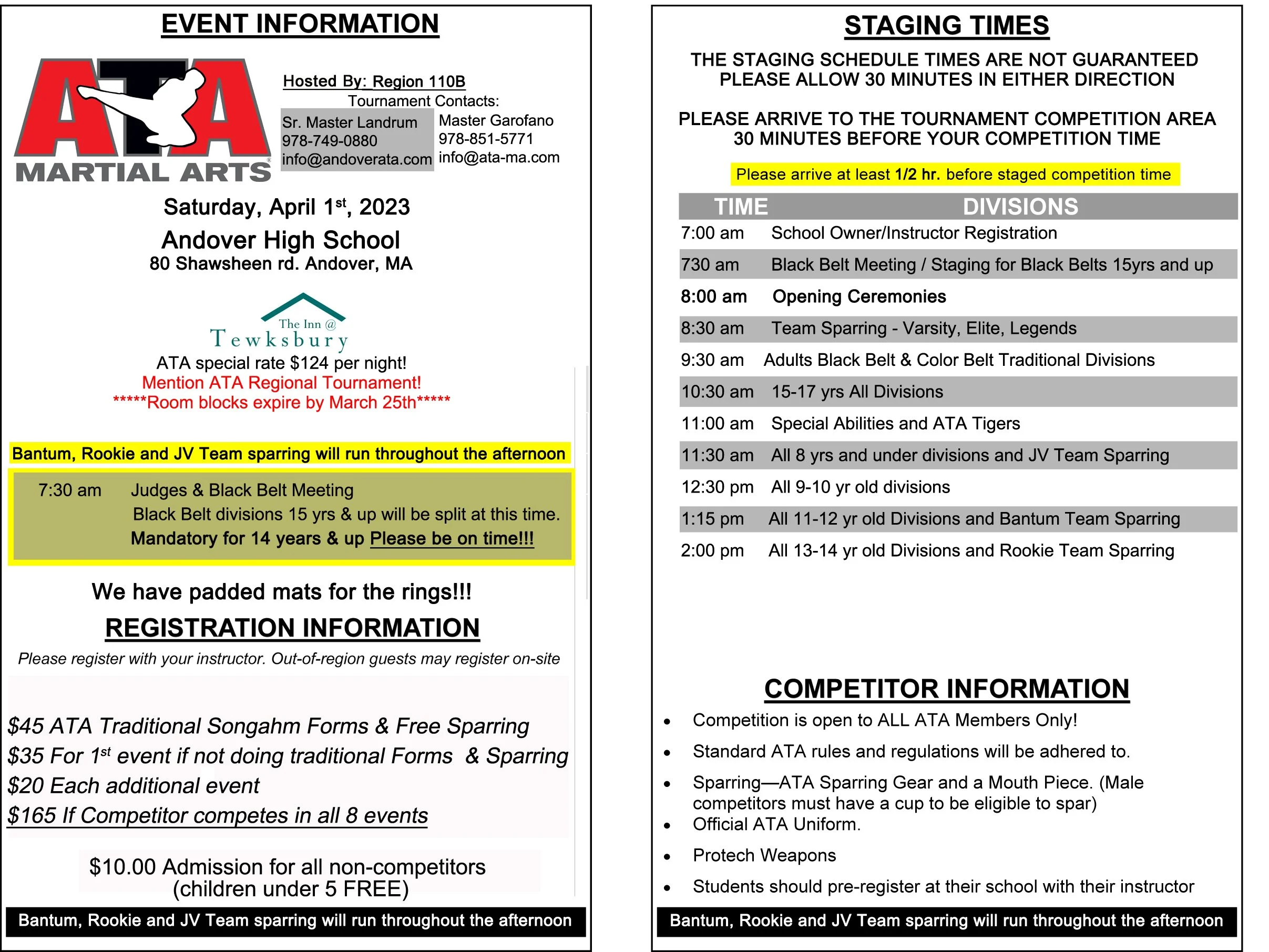 Tournament Info — ATA Champion