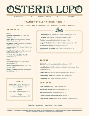 Menus — Osteria Lupo