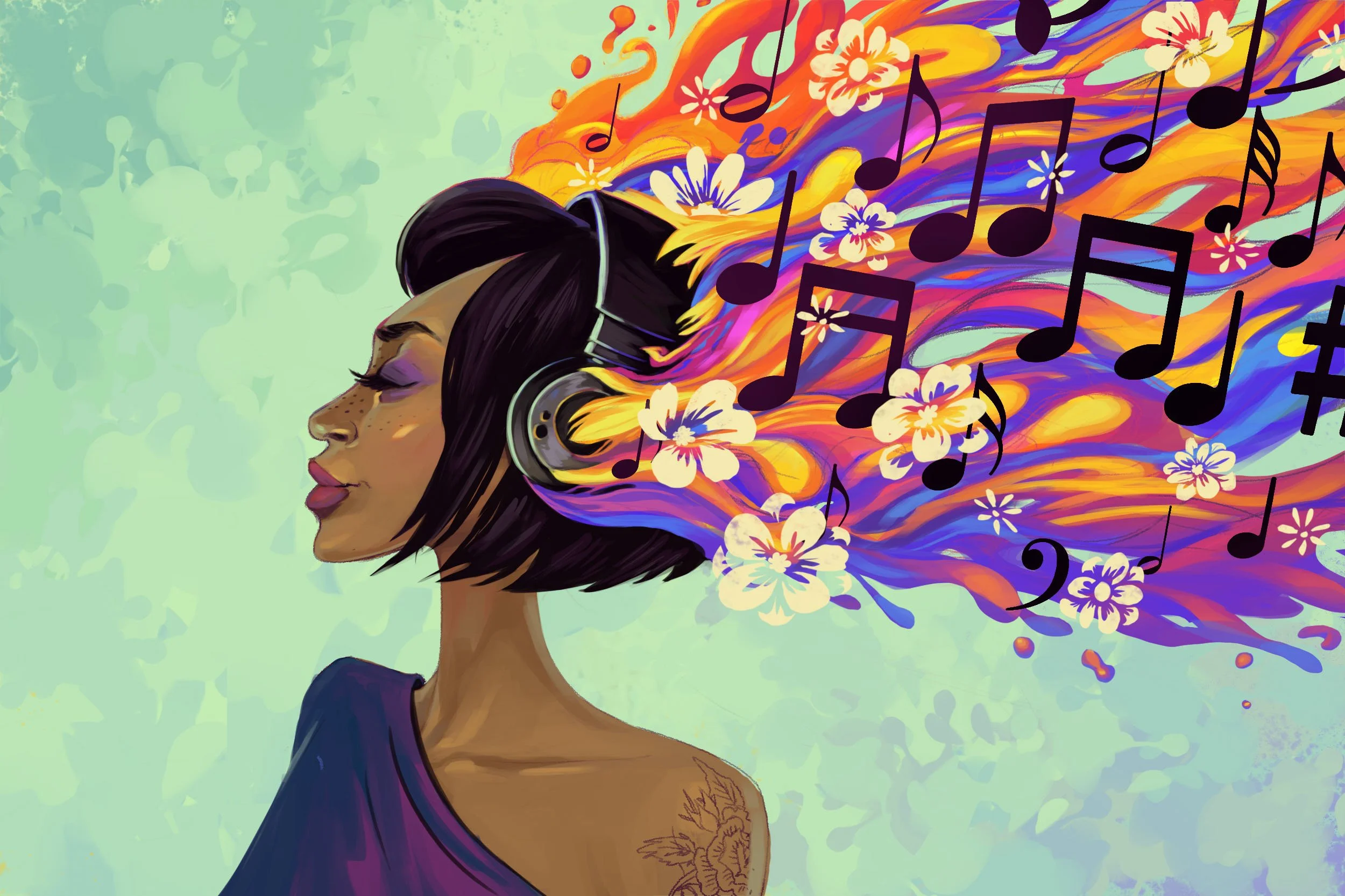 Listening To Music Art