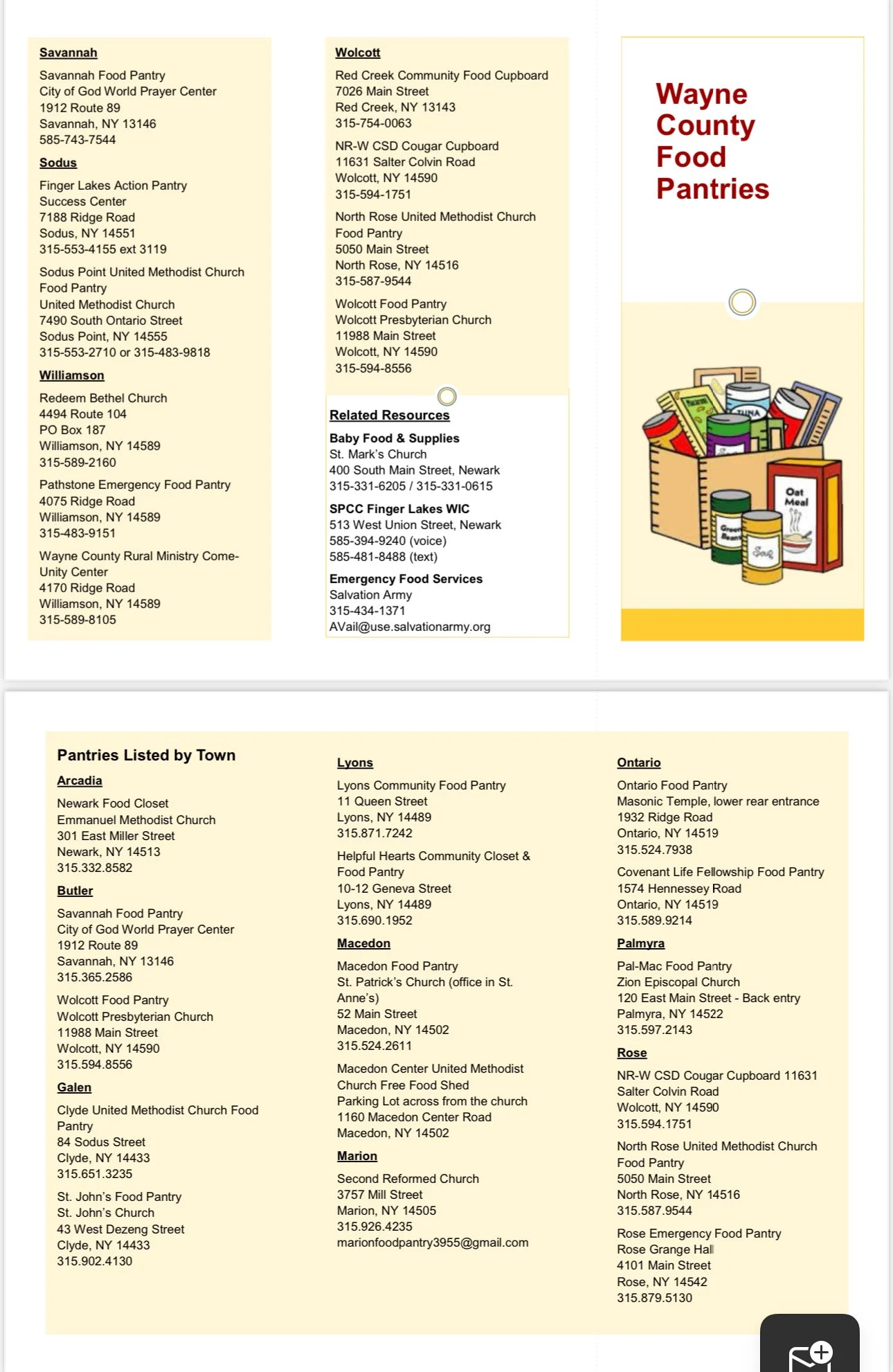 Food — United We Stand CAC, Inc.
