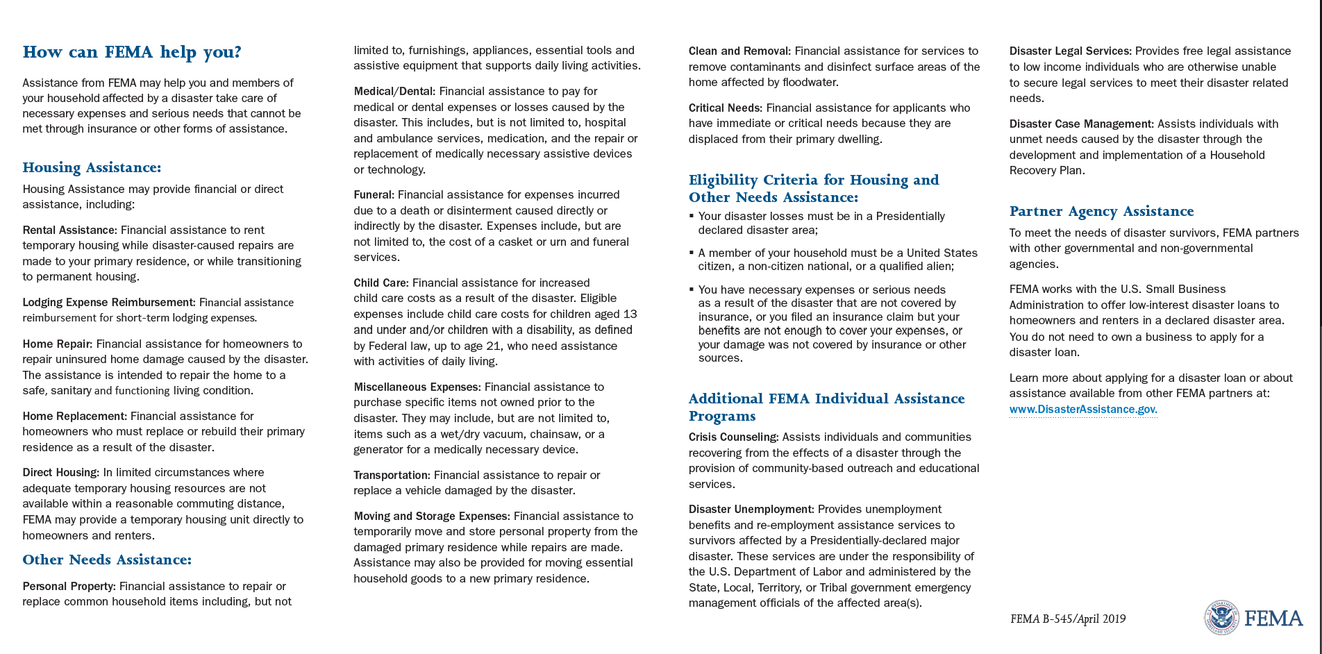 Disaster Relief — United We Stand CAC, Inc.