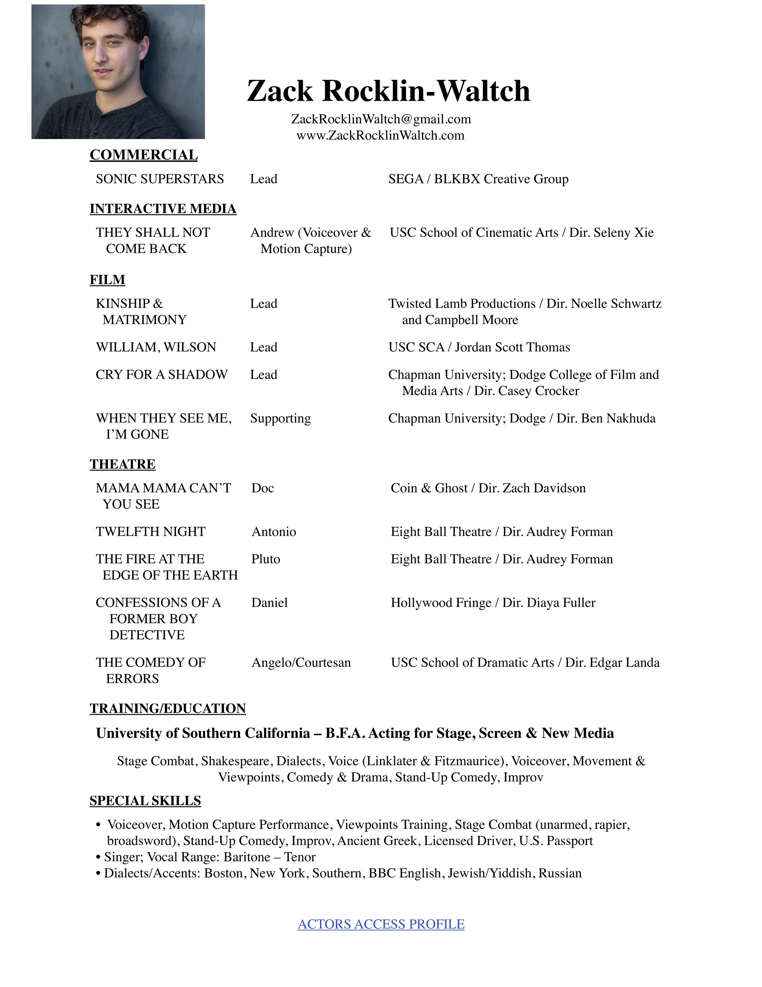 Resume — Zack Rocklin-Waltch