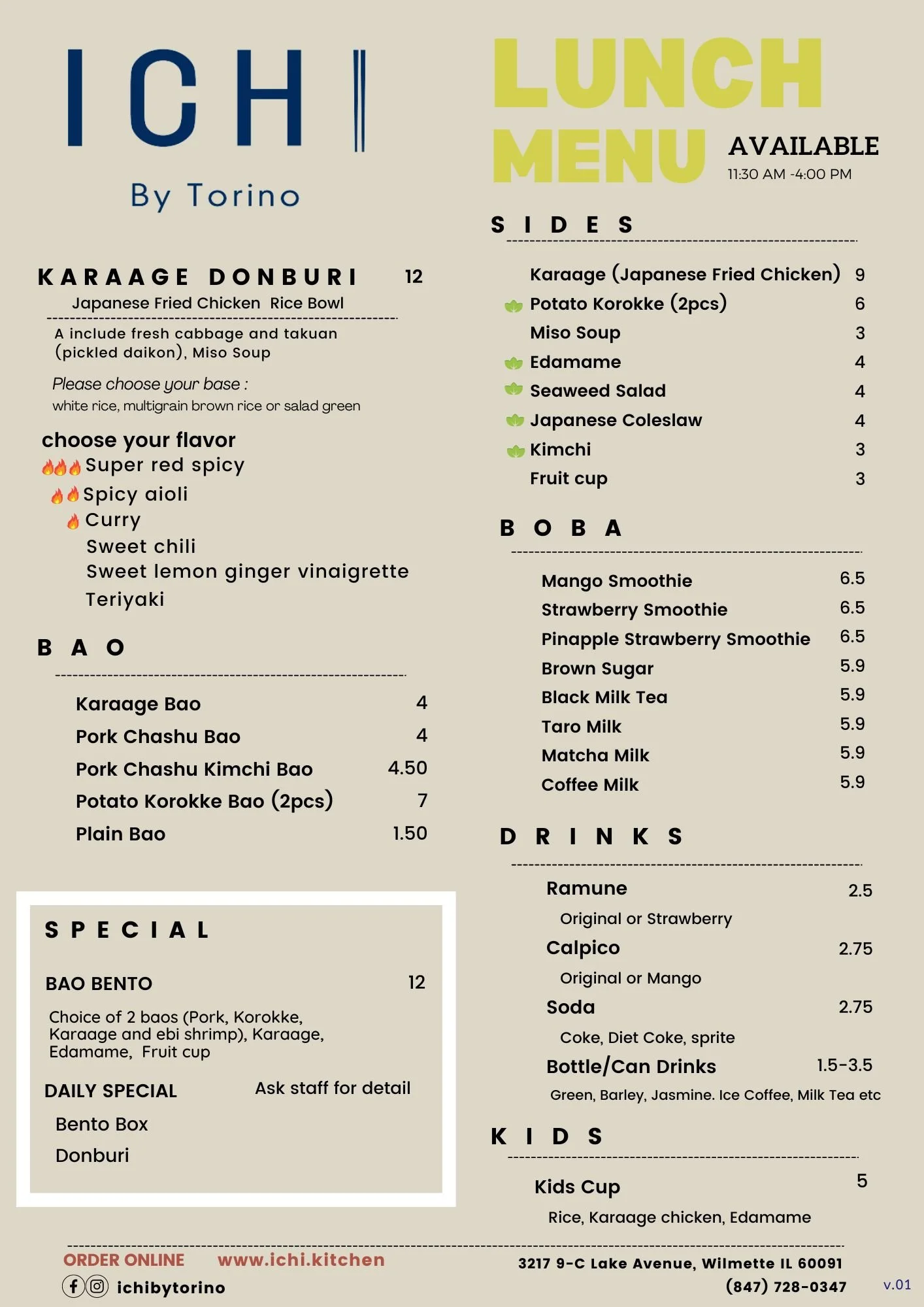 Menu — ICHI by TORINO